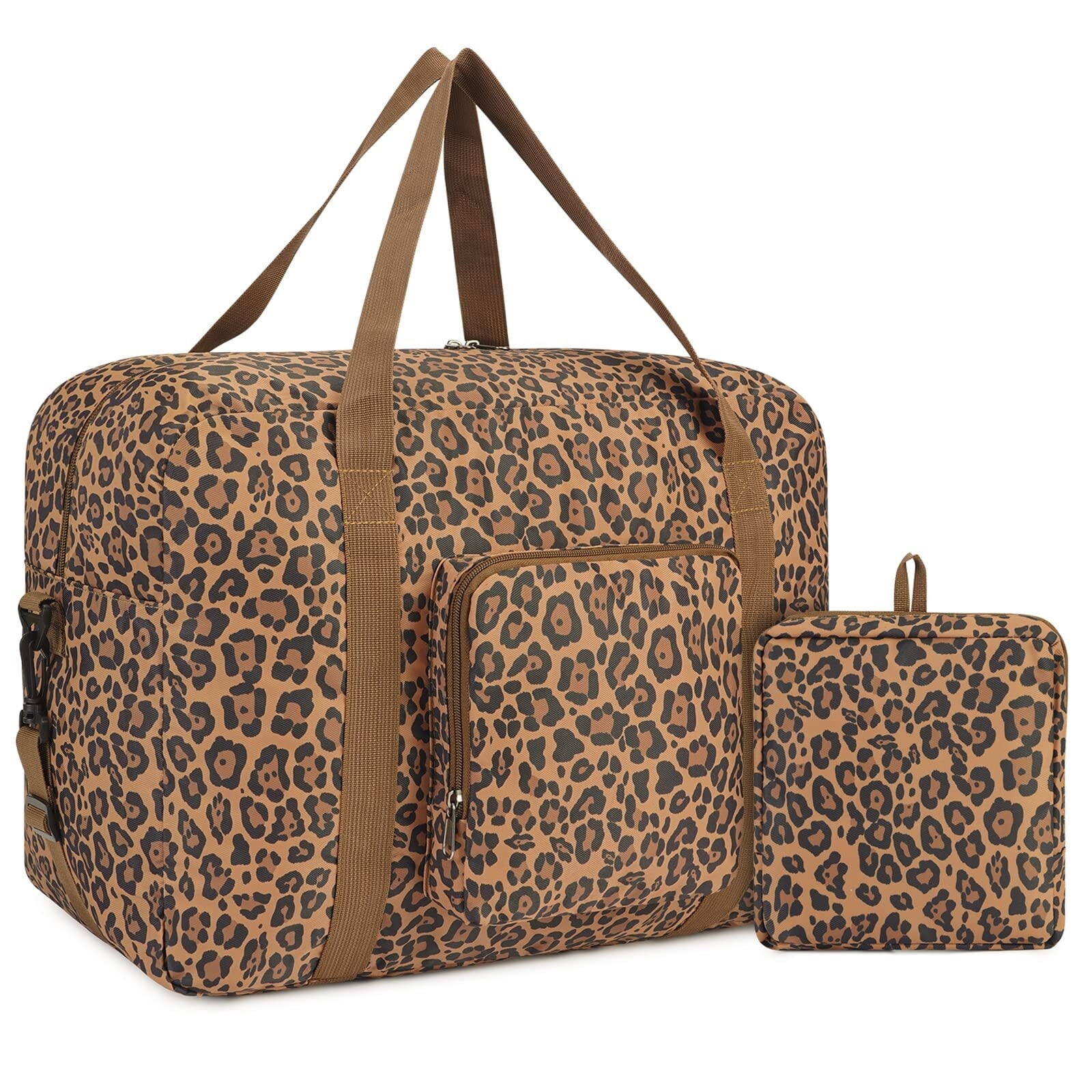 Leopard Print Foldable Fashion Travel Duffel Bag 18x14x8 Underseat ...