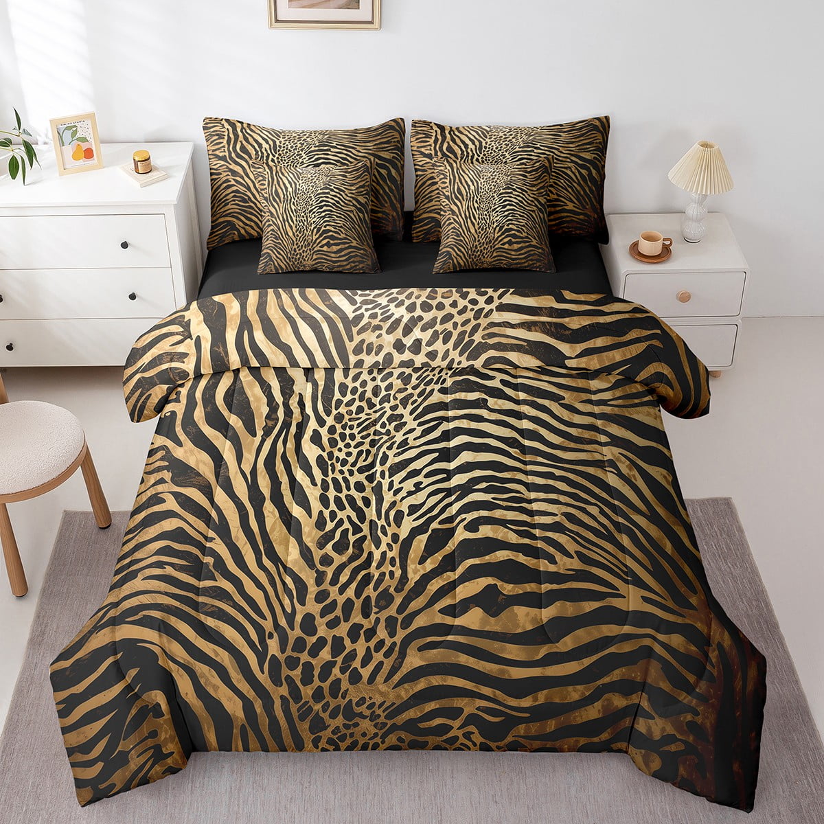 Leopard Print Full Bed in a Bag 7 Piece for Adult Women Western ...