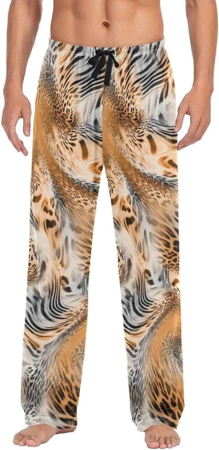 Leopard Print Ghost Pajama Pants, Men's Lounge Pants Light with ...