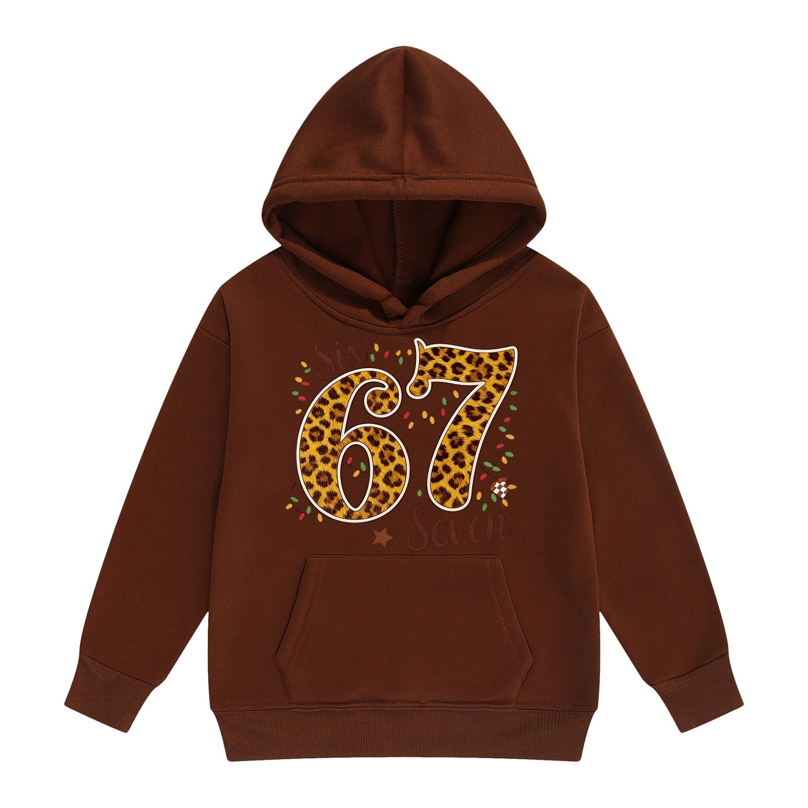 Leopard Print Girls Hooded Pullover Soft Casual Sweatshirt With Front ...