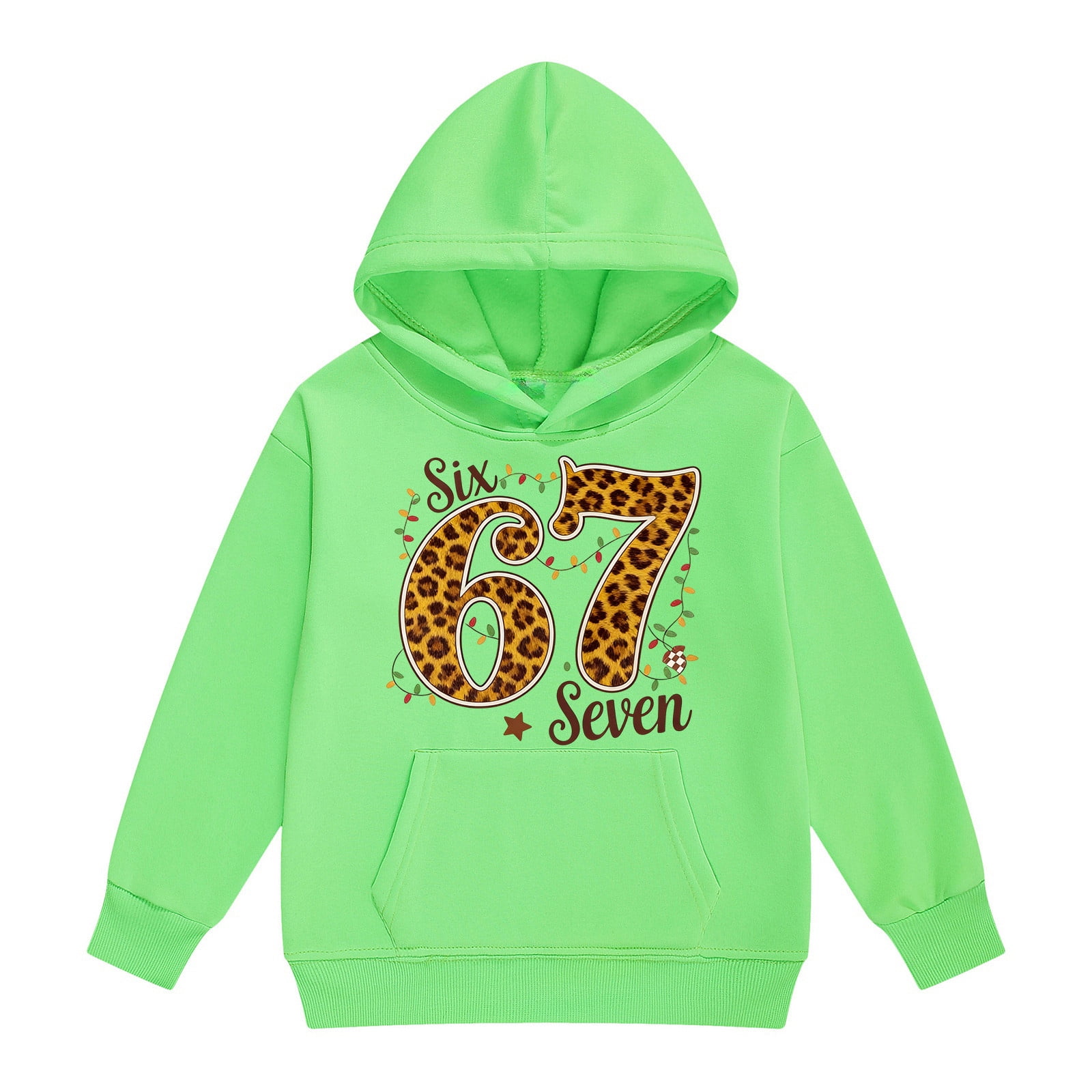 Leopard Print Girls Hooded Pullover Soft Casual Sweatshirt With Front ...