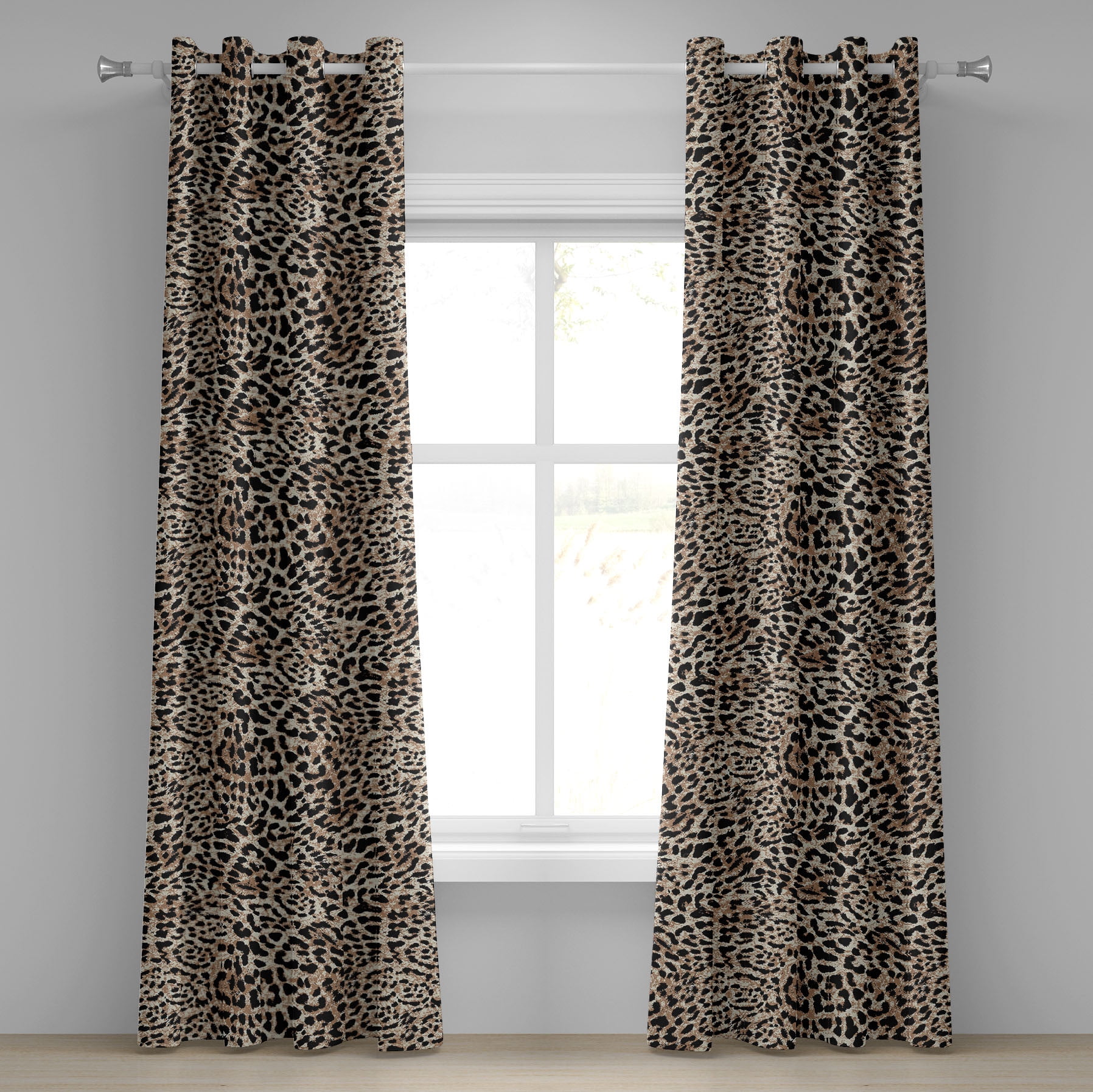 Leopard Print Grommet Curtain, Classic Wild Cat Skin Inspired Spots ...