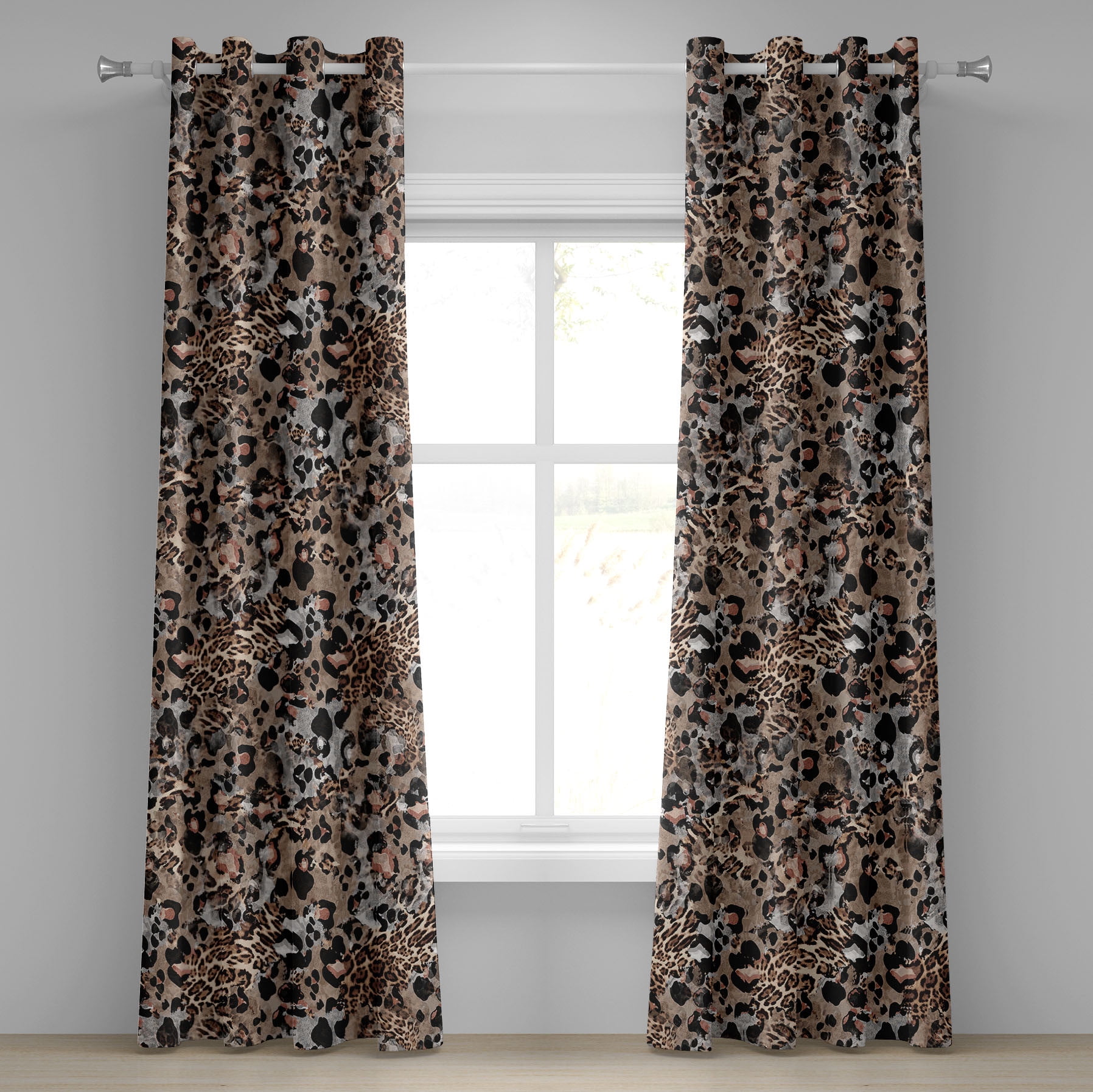 Leopard Print Grommet Curtain, Exotic Wild Cat Skin Inspired Spotted ...