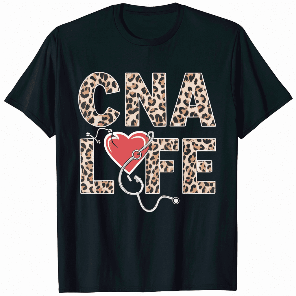 Leopard Print Heartbeat CNA Life Nurse Gift Tee - Walmart.com
