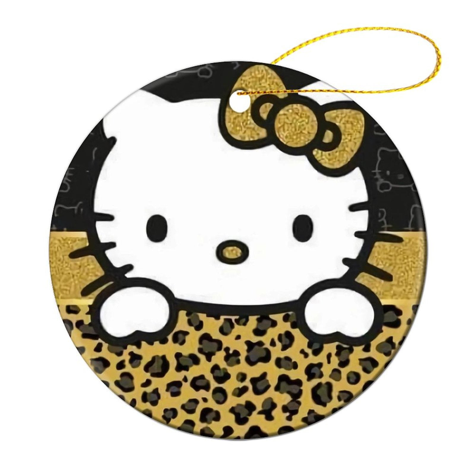 Leopard Print Hello Kitty Christmas Tree Ornaments Double-Sided Design For Kids Mom Dad Friends ...
