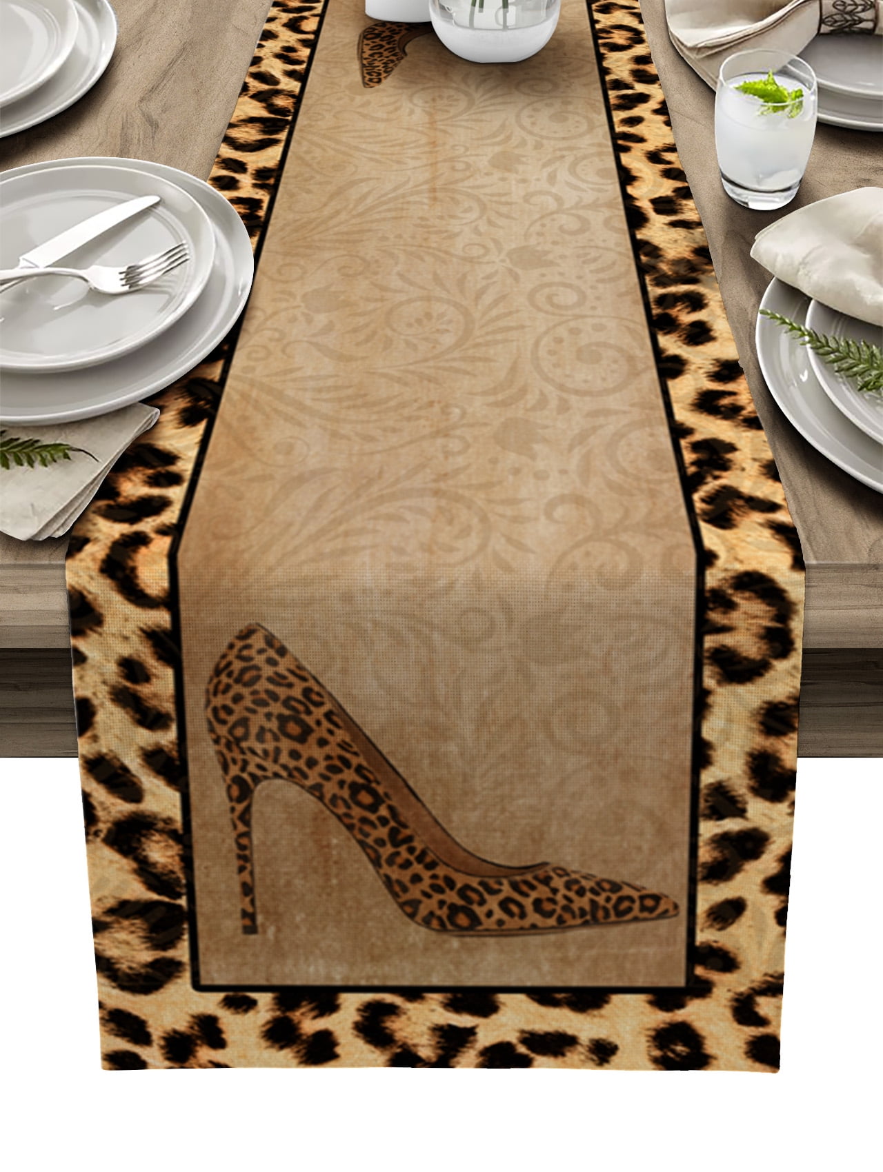 Leopard Print High Heels Table Runner Home Wedding Banquet Festival ...