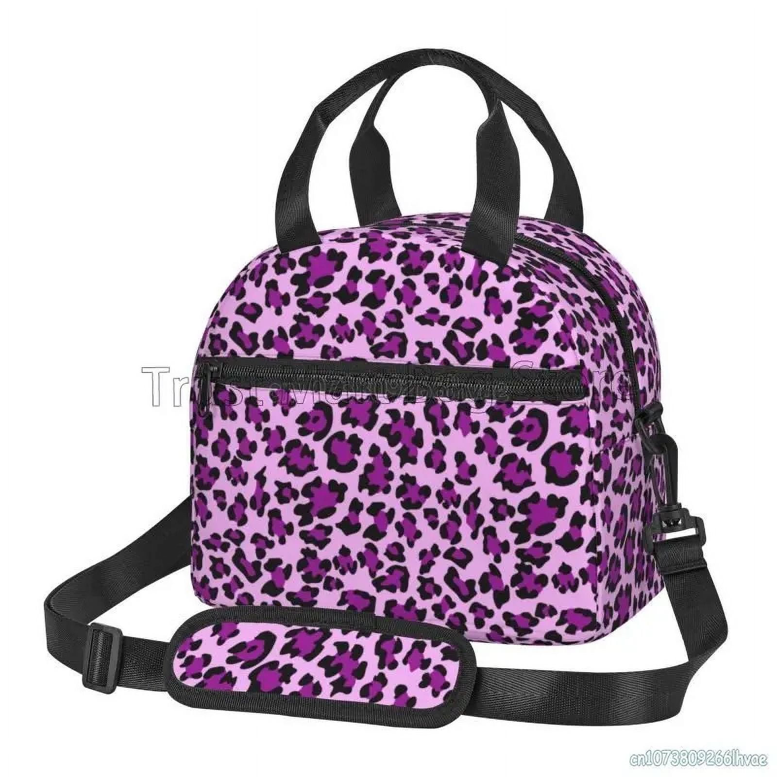Leopard Print Insulated Lunch Box Cheetah Pink Cooler Tote for Work ...