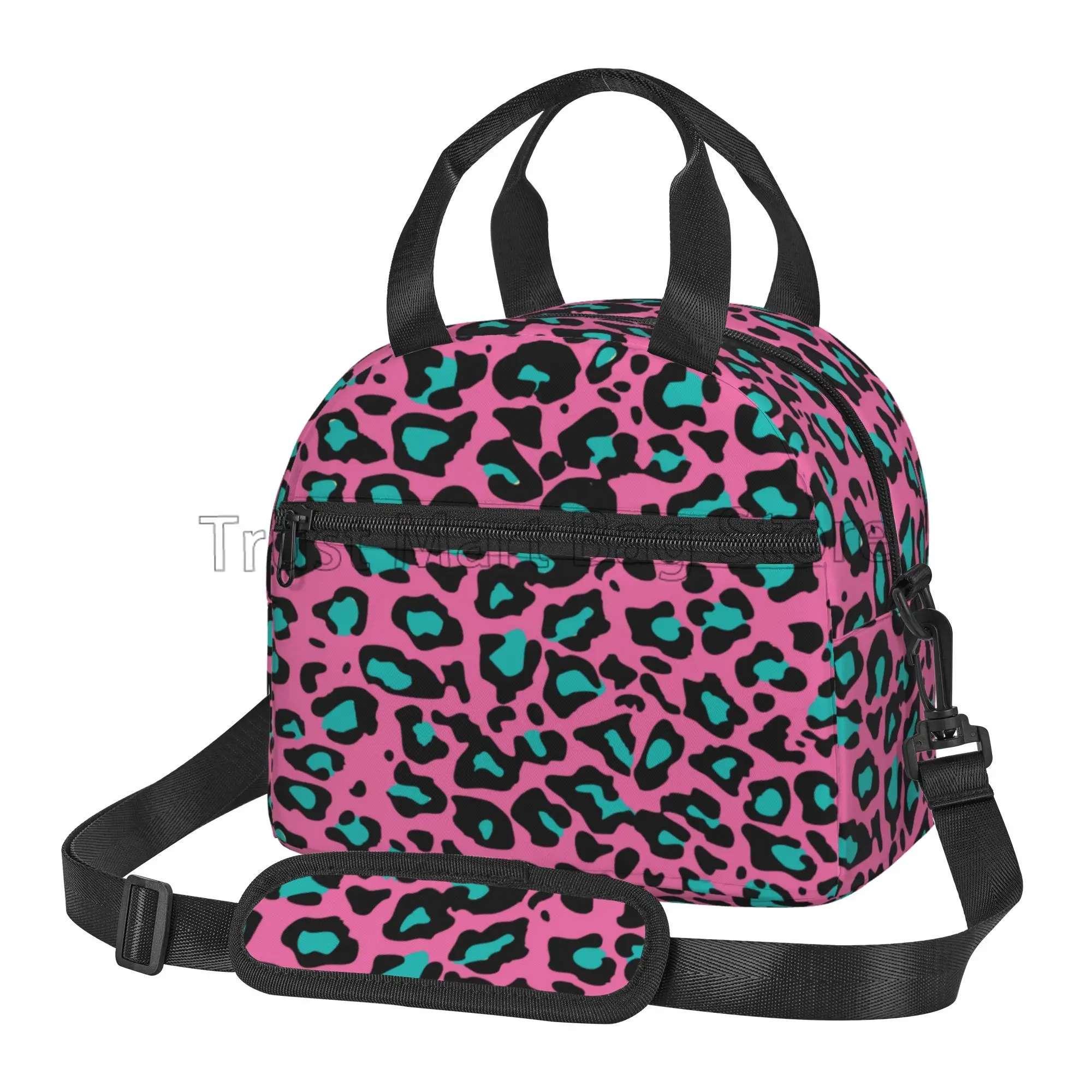 Leopard Print Insulated Lunch Box Cheetah Pink Cooler Tote for Work ...