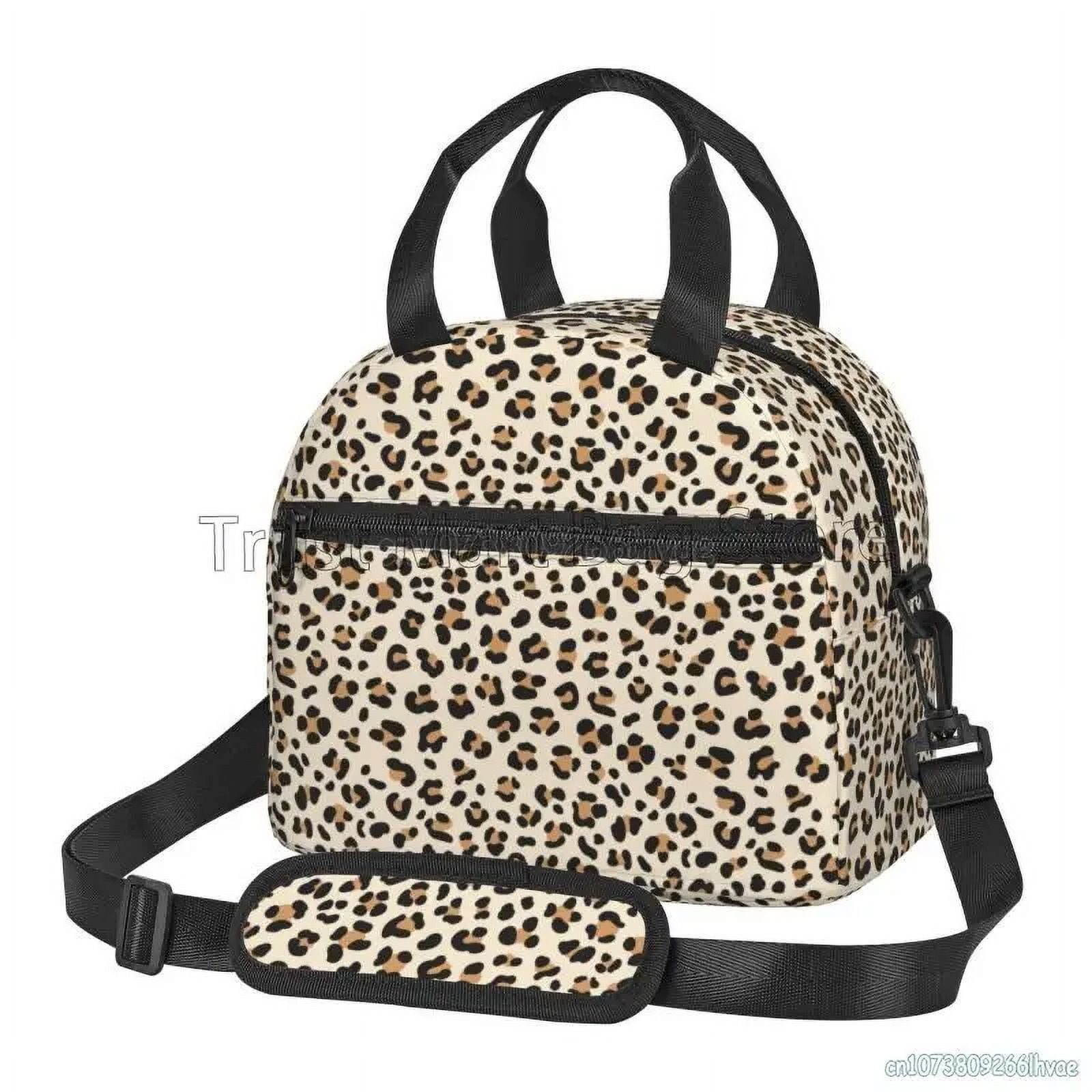 Leopard Print Insulated Lunch Box Cheetah Pink Cooler Tote for Work ...