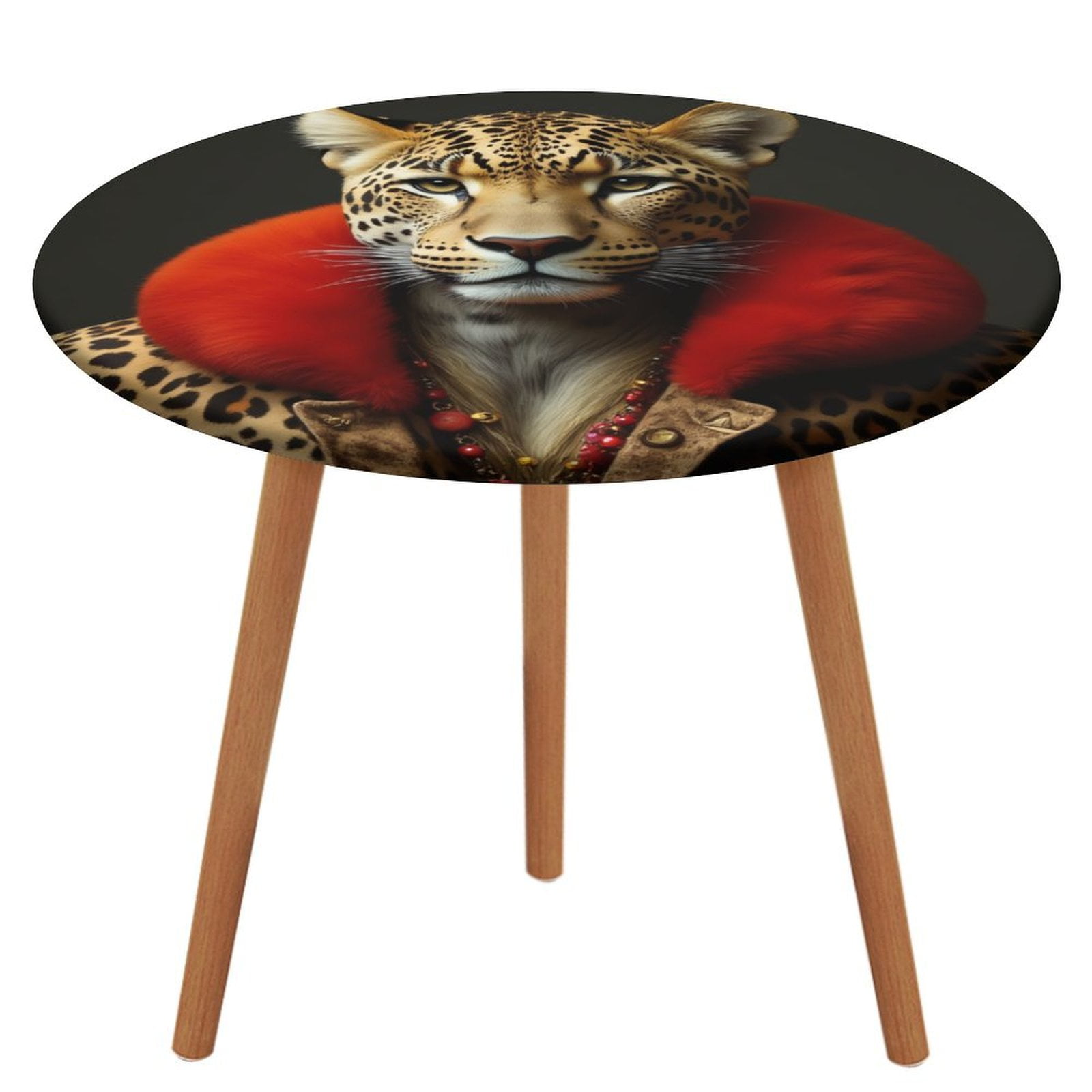 Leopard Print Jacket Pattern Round Tablecloth Waterproof Elastic Table ...