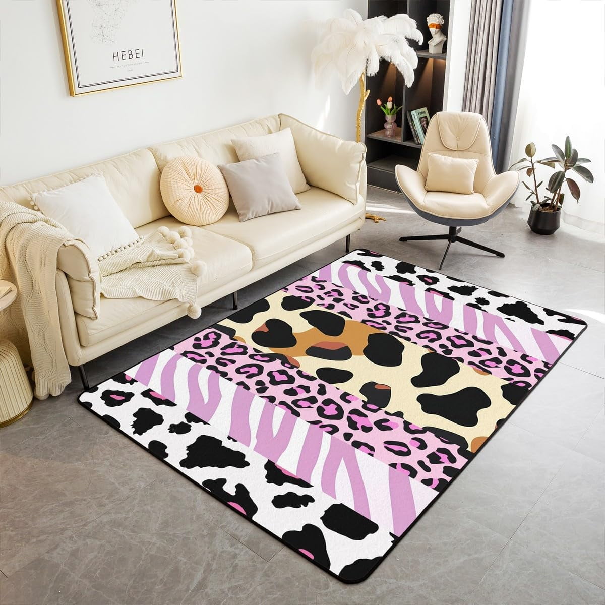 Leopard Print Kids Area Rug Cheetah Zebra Print Floor Mats Rugs For ...