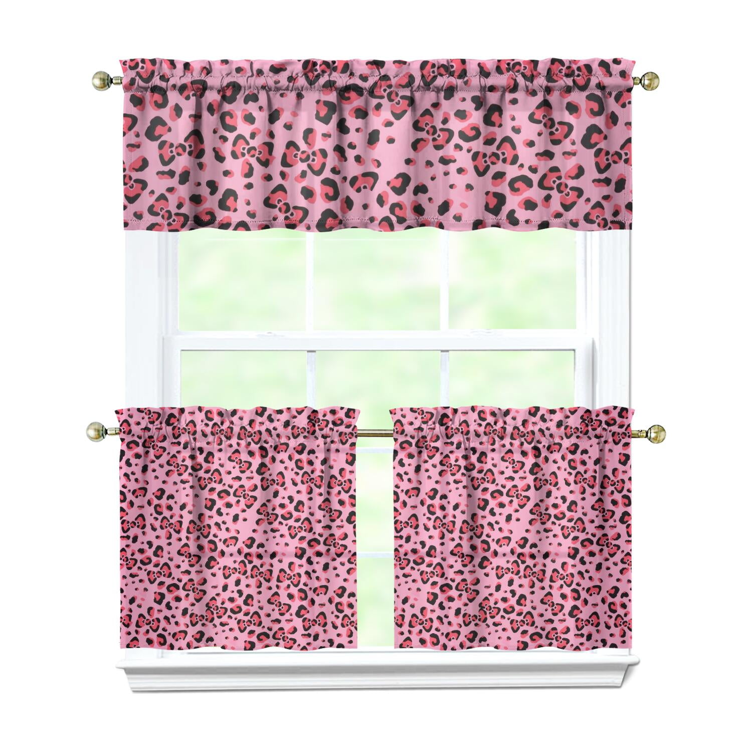 Leopard Print Kitchen Curtains 24 Inch Short - 3 Panel Set, Modern ...