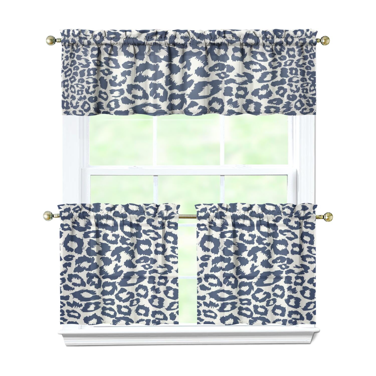 Leopard Print Kitchen Curtains 24 Inch Short - 3 Panel Set, Modern ...