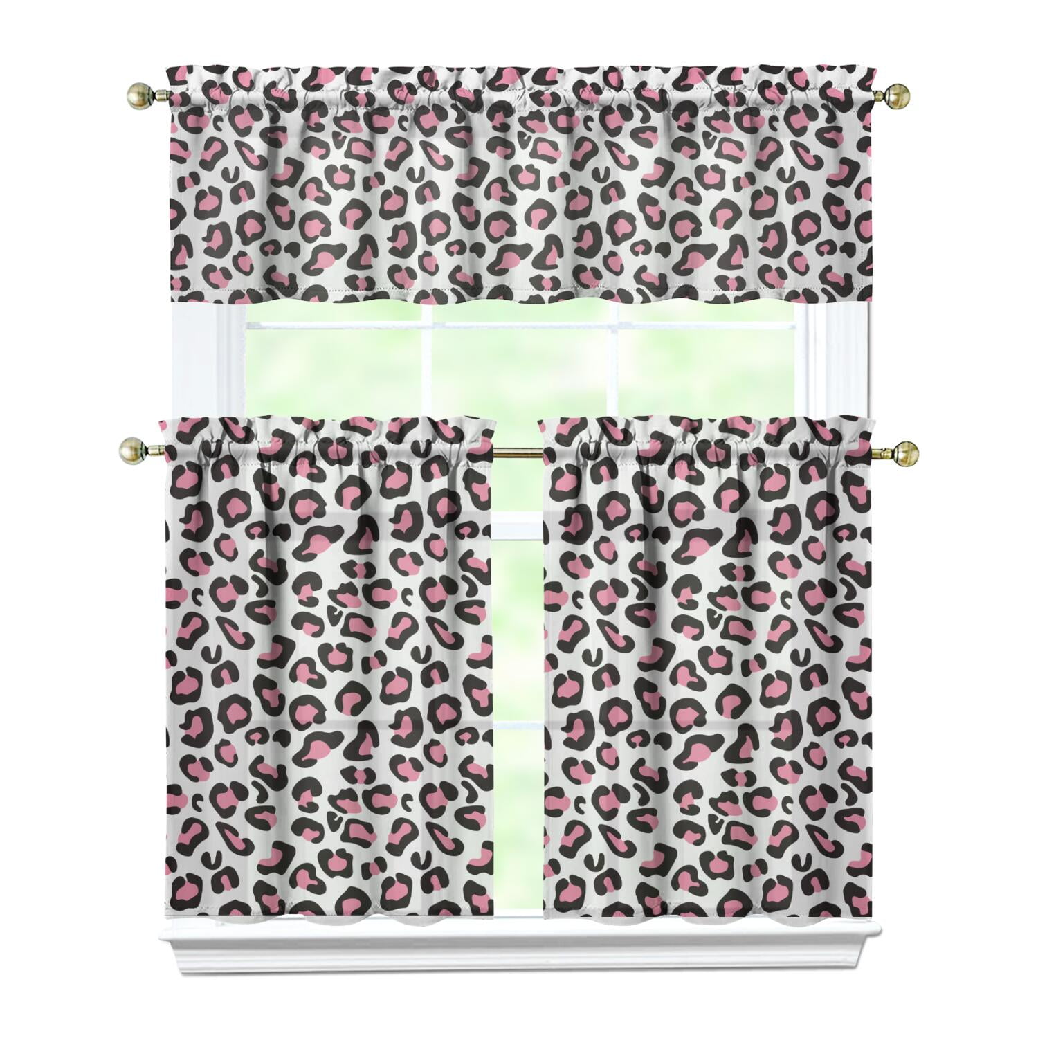 Leopard Print Kitchen Curtains 36 Inch Short - 3 Panel Set, Modern ...