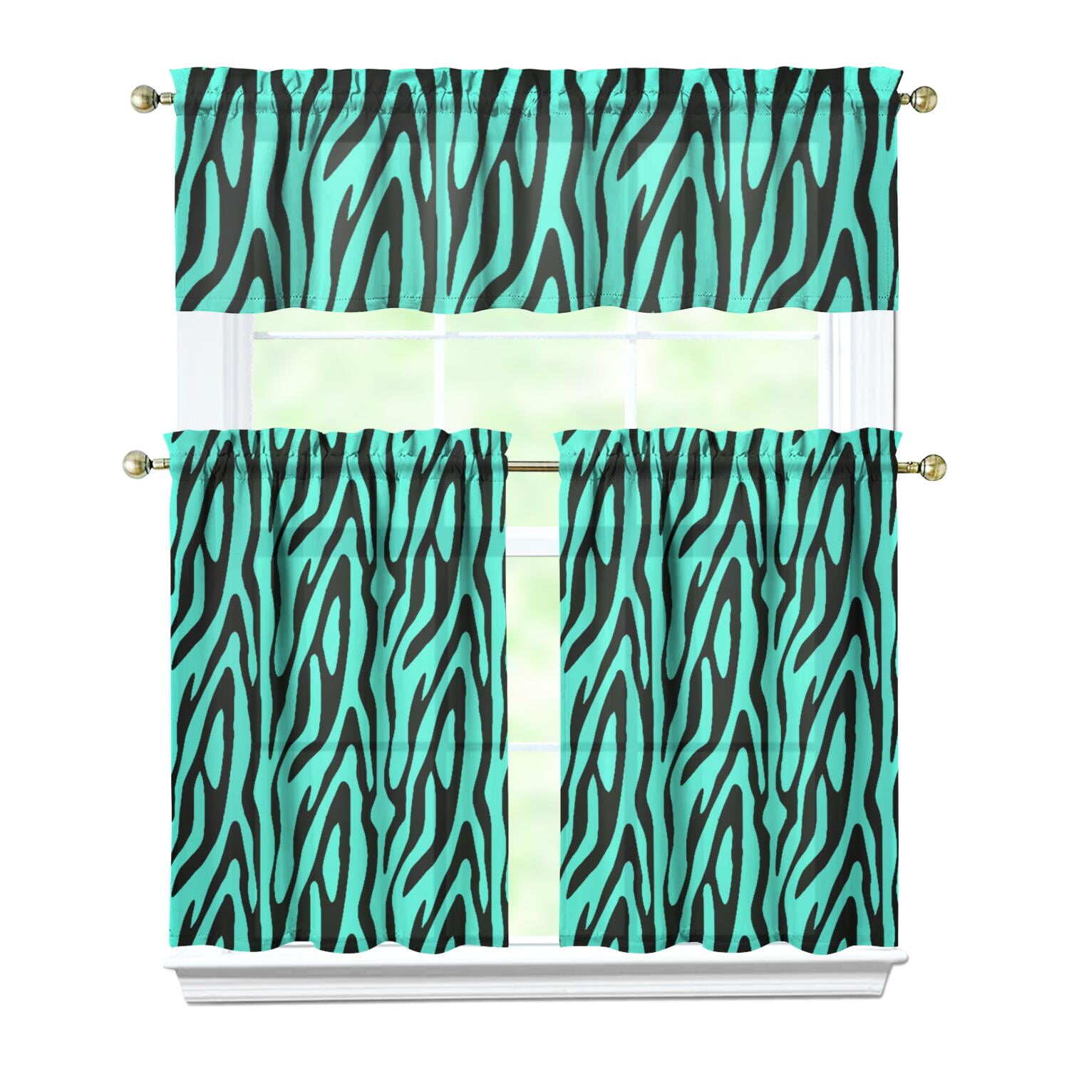 Leopard Print Kitchen Curtains 36 Inch Short - 3 Panel Set, Modern ...