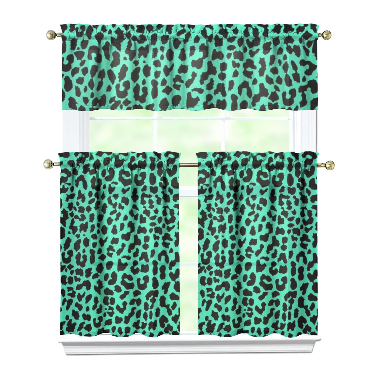 Leopard Print Kitchen Curtains 36 Inch Short - 3 Panel Set, Modern ...