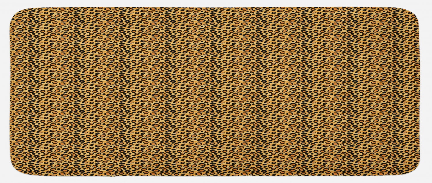 Leopard Print Kitchen Mat, Spotty Jungle Safari Feline Print Wild ...