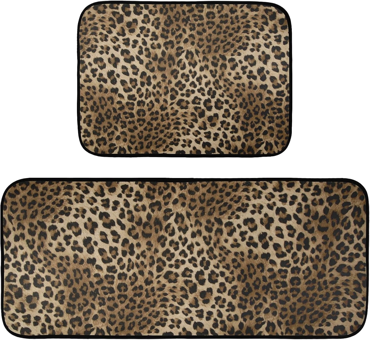 Leopard Print Kitchen Rugs Sets of 2 Non Slip Kitchen Mat Animal Print ...