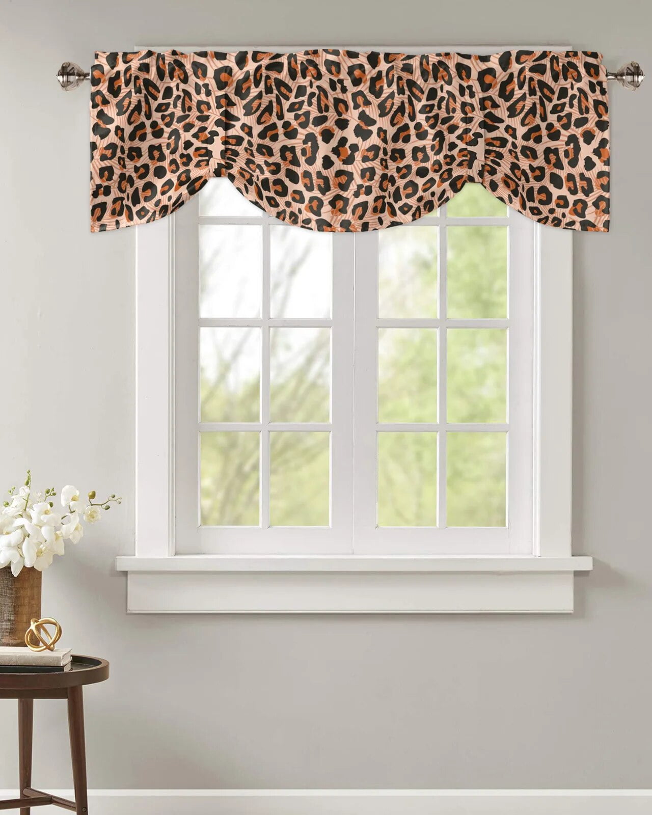 Leopard Print Leaves Graphics Window Curtain Kitchen Cabinet Coffee Tie ...
