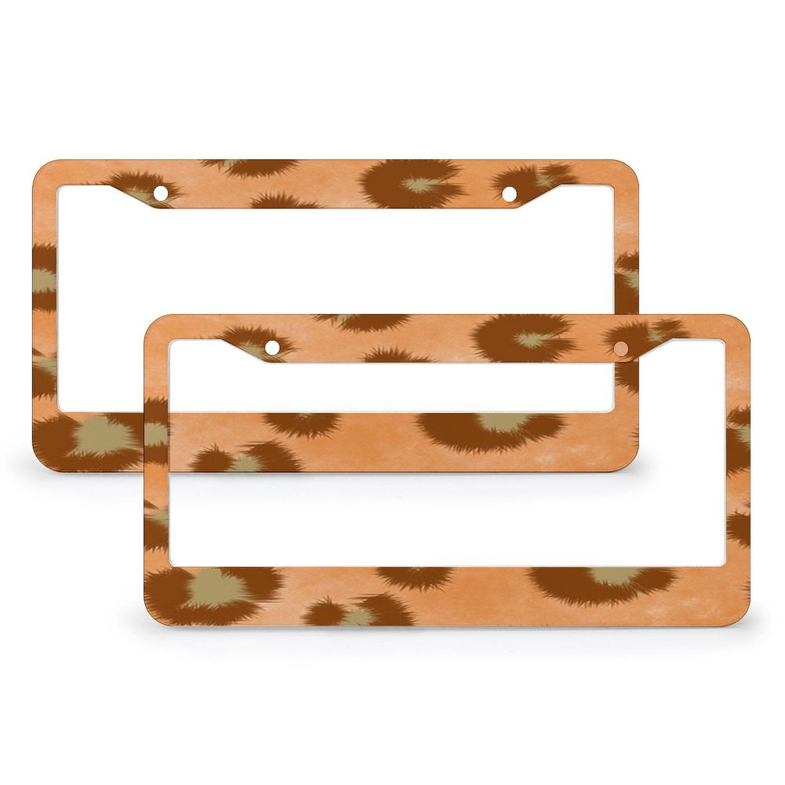 Leopard Print License Plate Frame Holder - 2 Pack Universal Aluminum ...