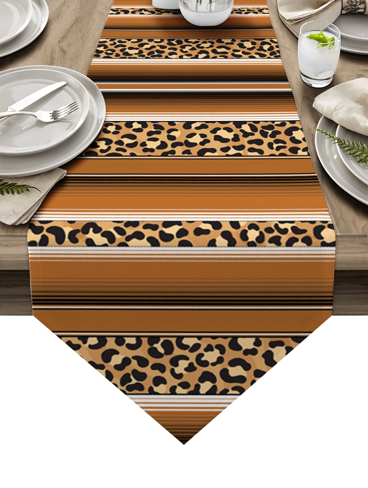 Leopard Print Linen Table Runner Rustic Wedding r Cake Table Runner ...