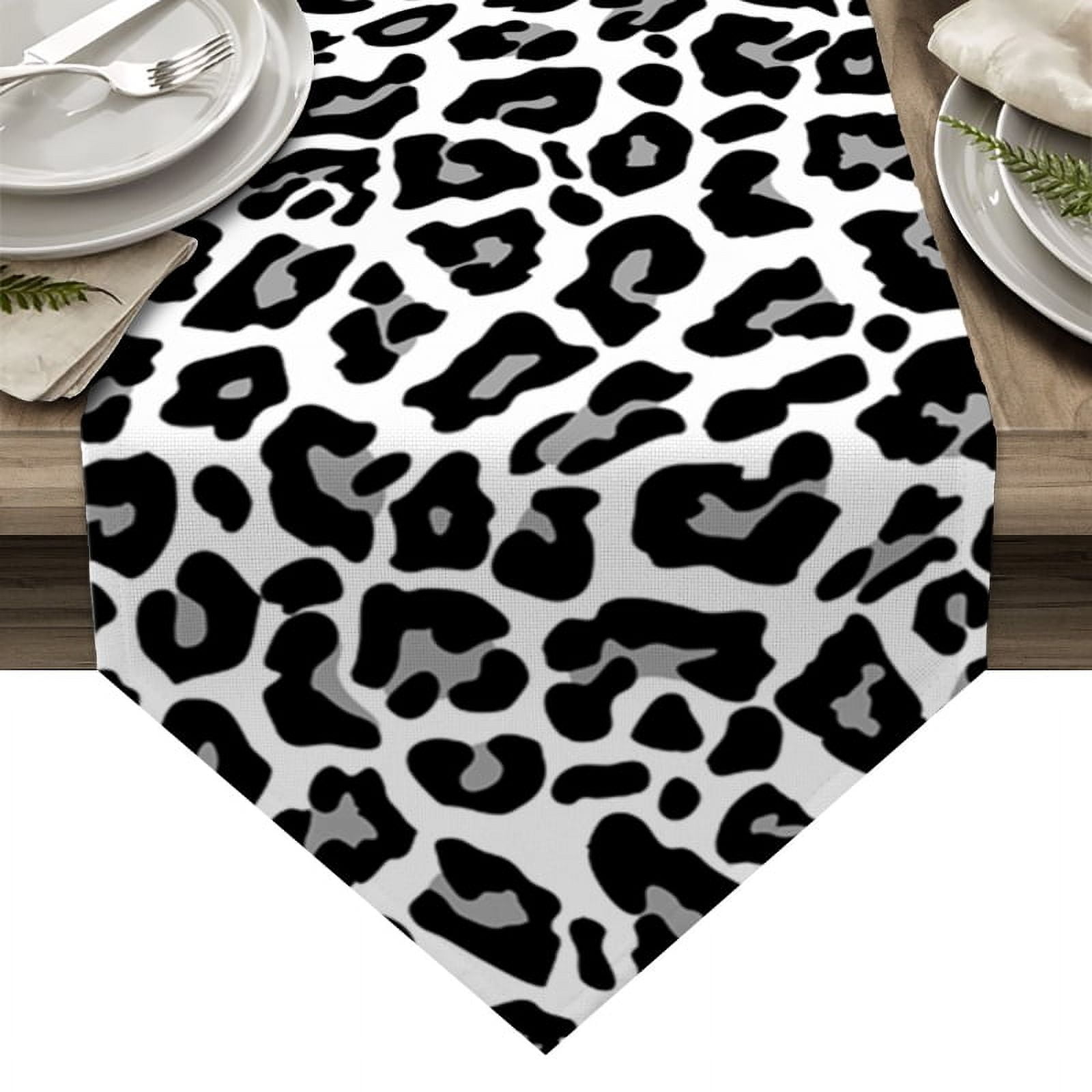 Leopard Print Linen Table Runner Rustic Wedding r Cake Table Runner ...