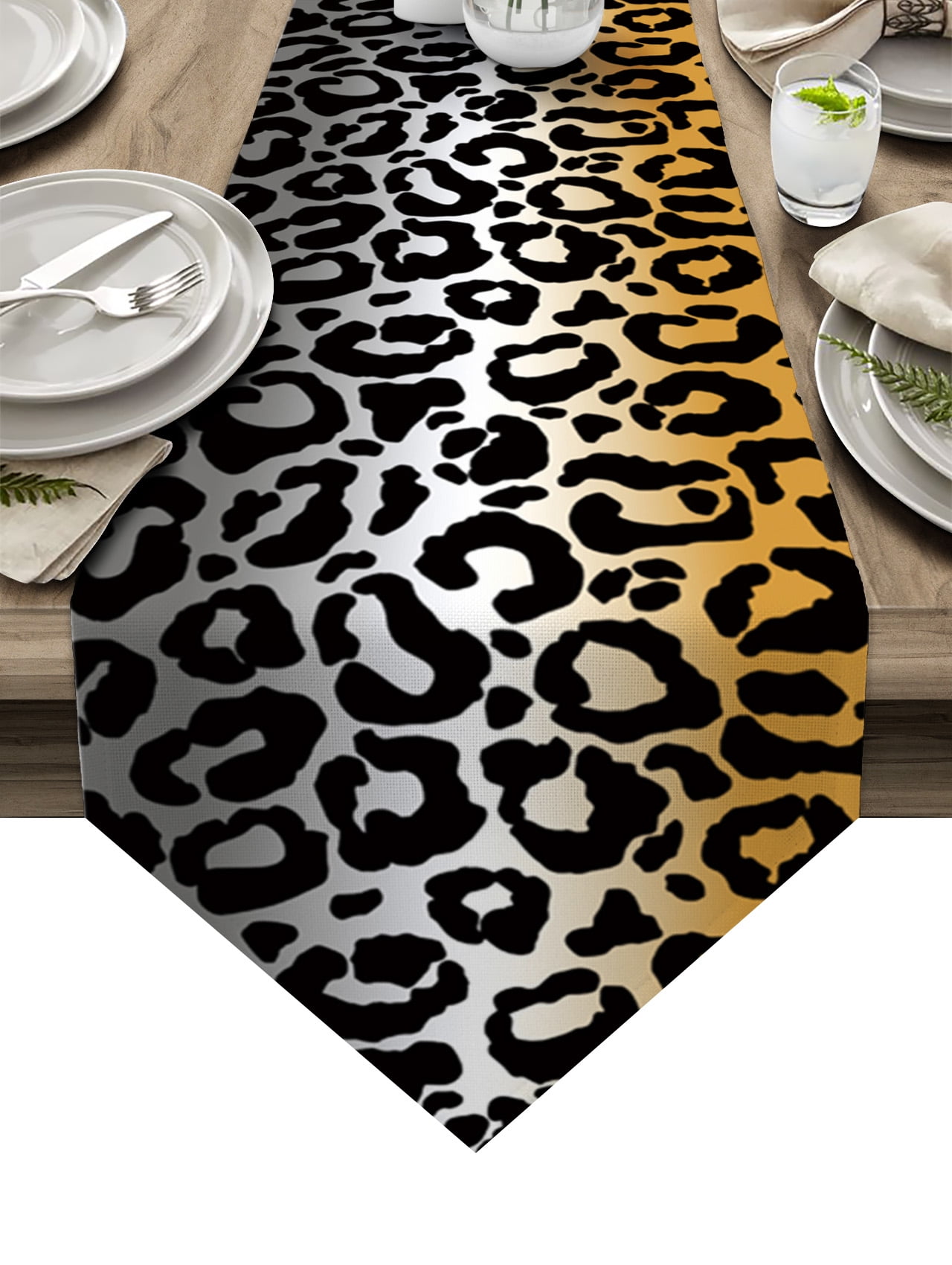 Leopard Print Linen Table Runner Rustic Wedding r Cake Table Runner ...