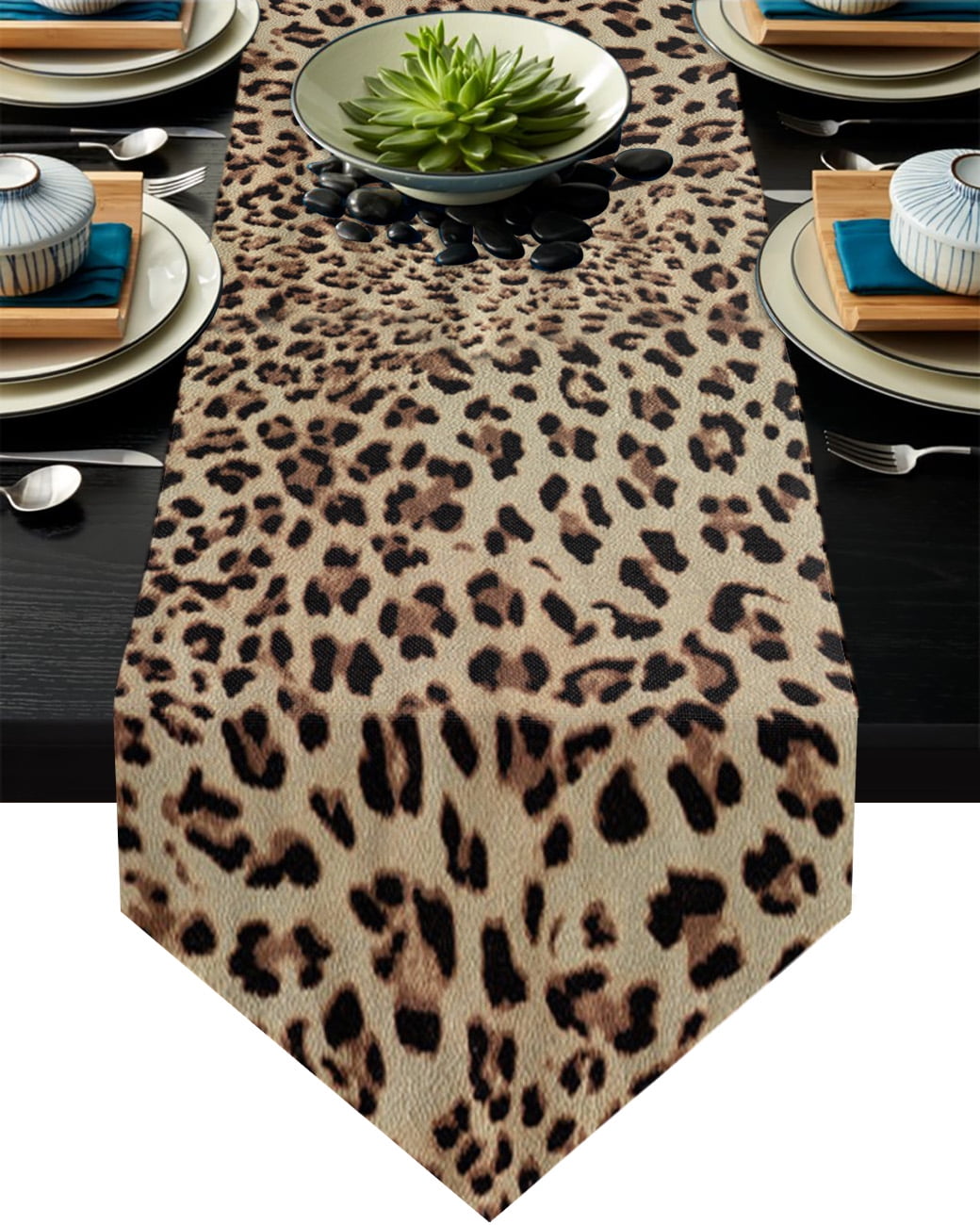 Leopard Print Linen Table Runner Rustic Wedding r Cake Table Runner ...