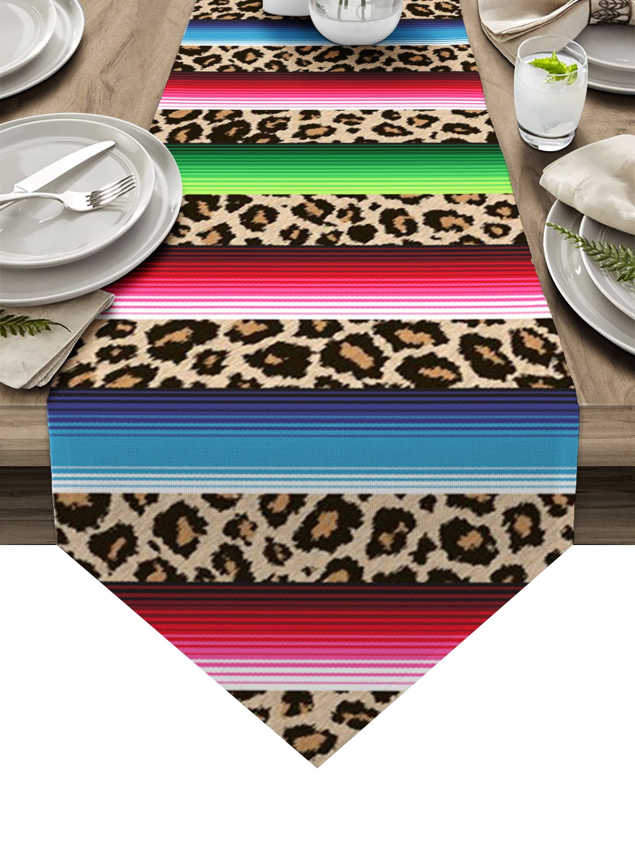 Leopard Print Linen Table Runner Rustic Wedding r Cake Table Runner ...