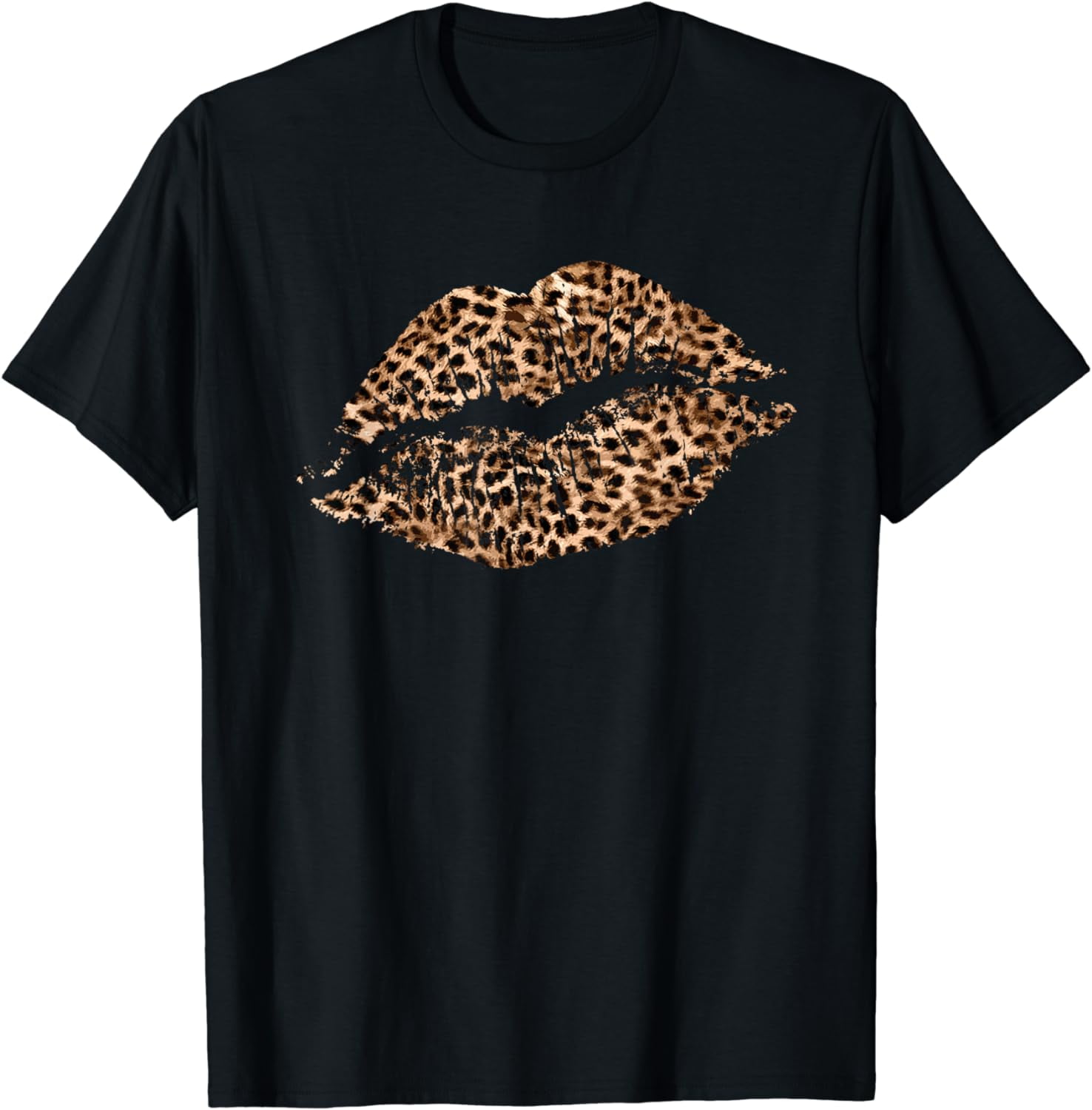 Leopard Print Lips Cheetah Spots Big Lips Summer Casual Short Sleeve ...