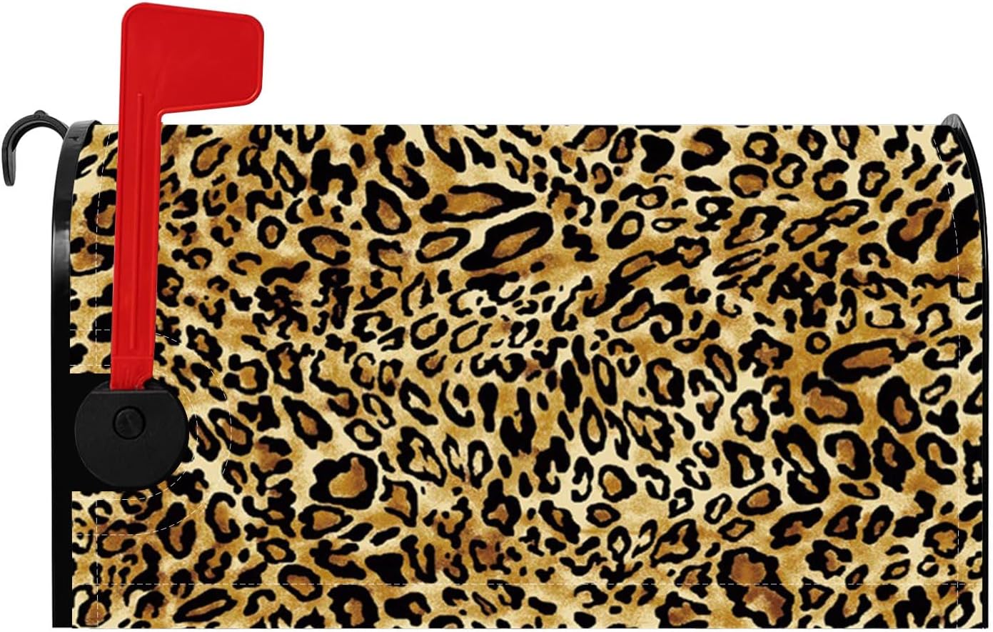 Leopard Print Mailbox Covers Brown Skin Pattern Magnetic Mailbox Warps ...
