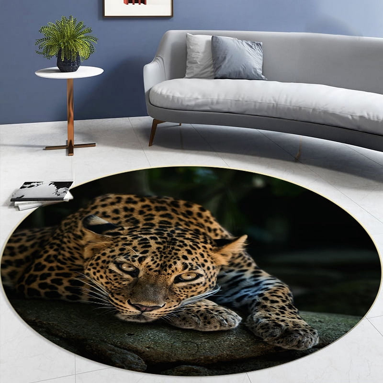 Leopard Print Mat Living Room Round Carpet Modern European Wild Yellow ...