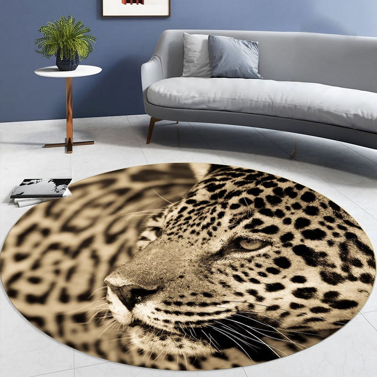 Leopard Print Mat Living Room Round Carpet Modern European Wild Yellow ...