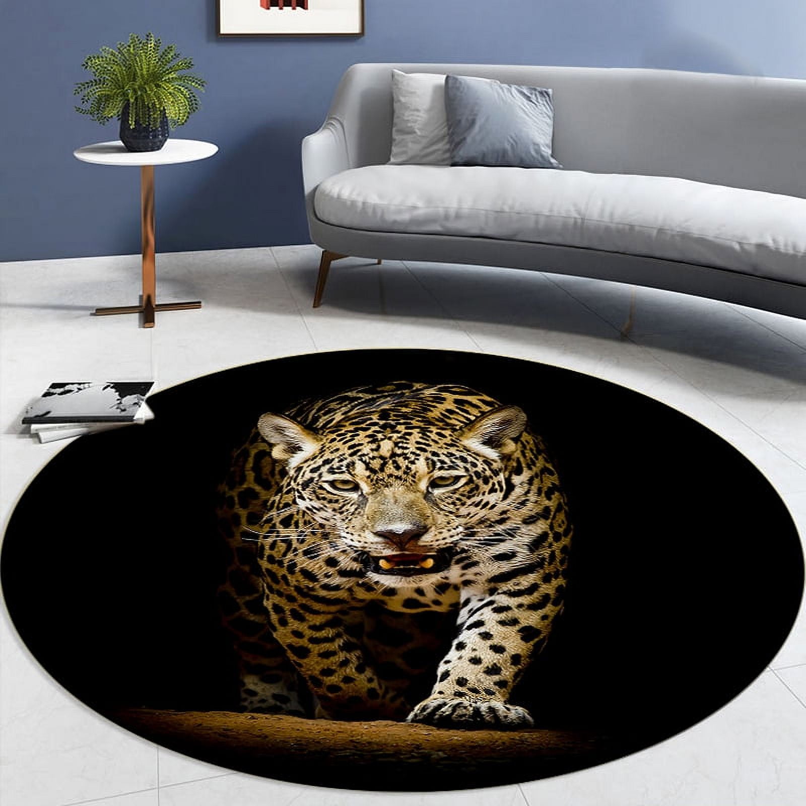Leopard Print Mat Living Room Round Carpet Modern European Wild Yellow ...