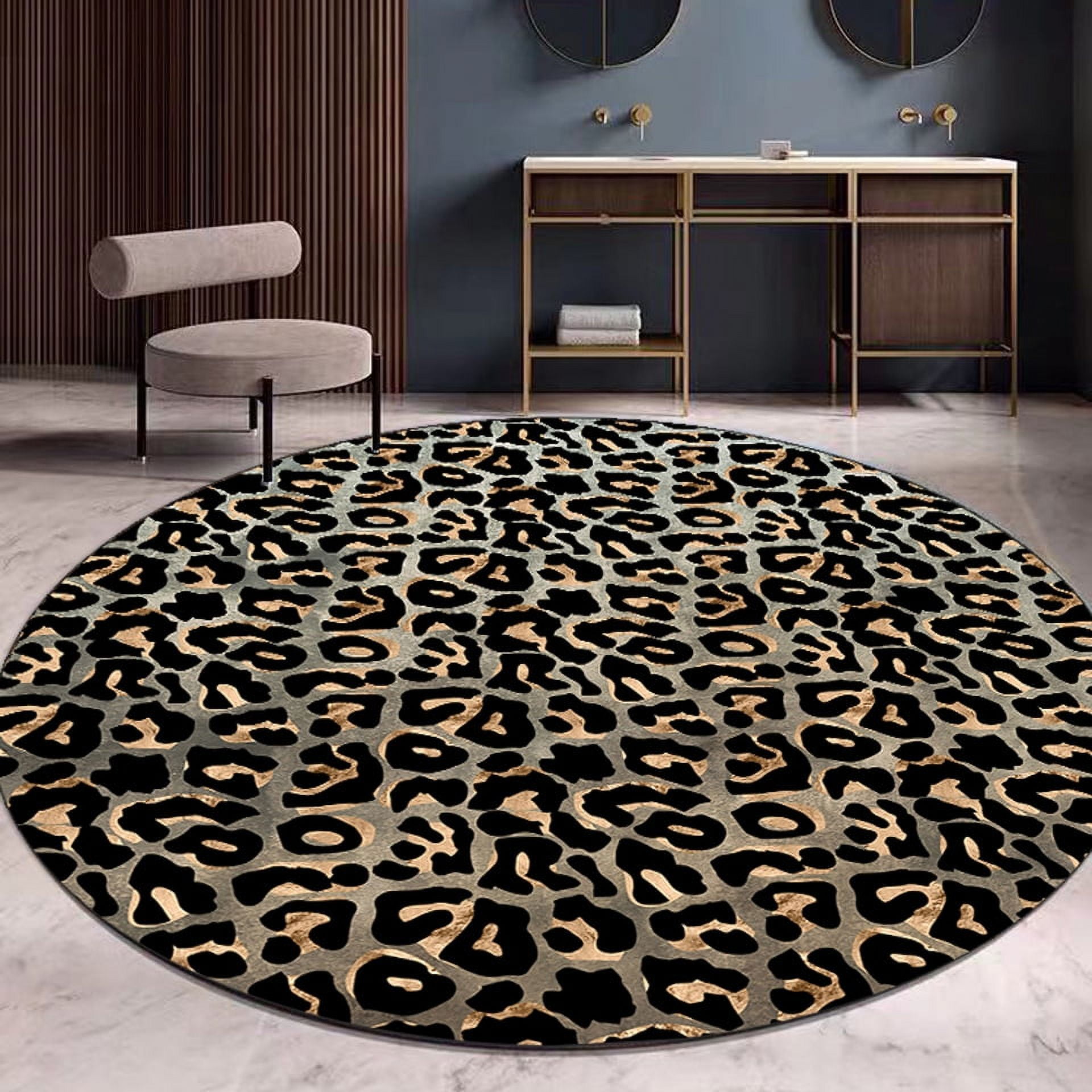 Leopard Print Mat Living Room Round Carpet Modern European Wild Yellow ...