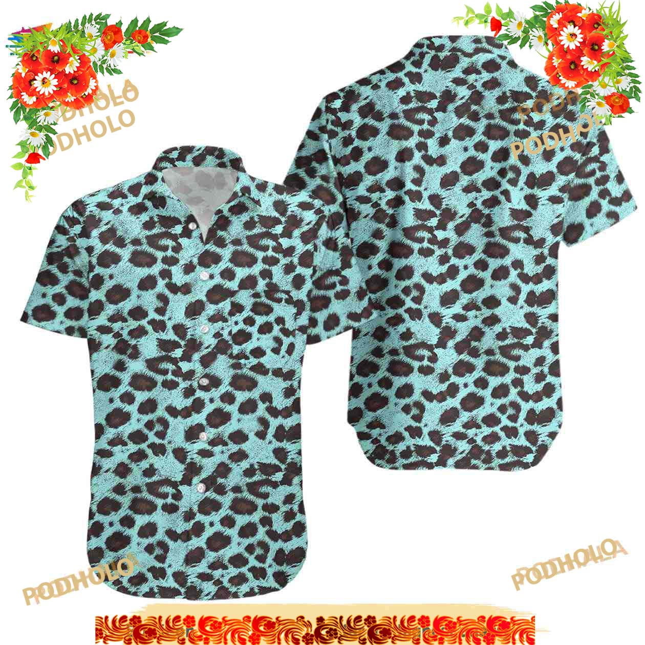 Leopard Print Mens Funny Hawaiian Shirt - Walmart.com
