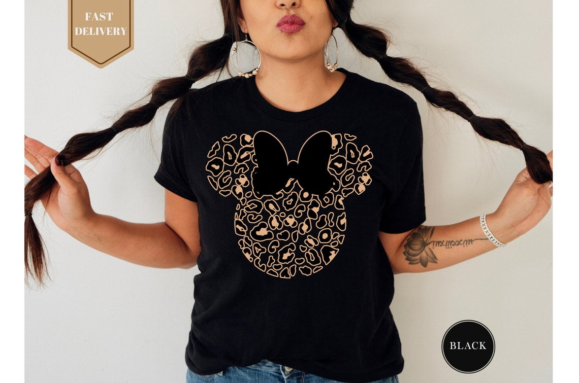 Leopard Print Minnie Mouse T-Shirt, Cute Disney Mom, Leopard Minnie Ear ...