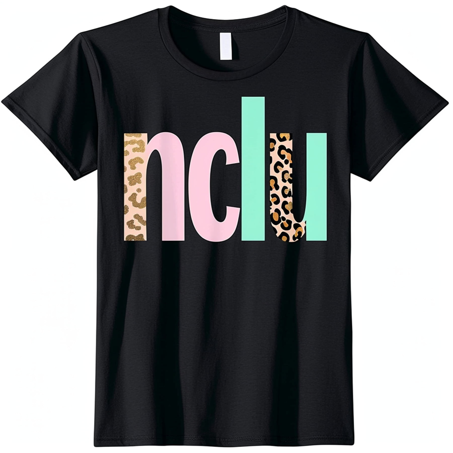Leopard Print NCLU Word Graphic Tee Vintage Oshare Kei Style Pastel ...