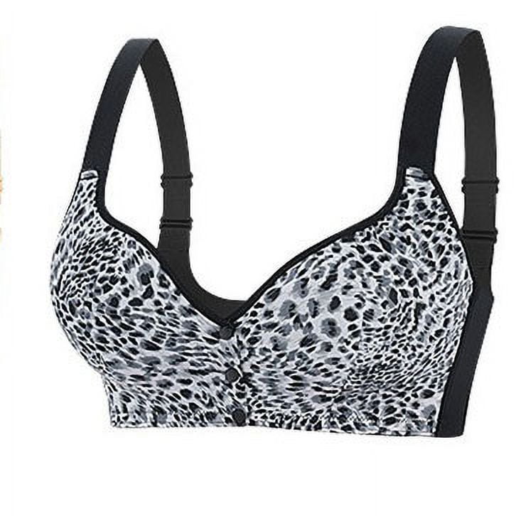 Leopard Print No Steel Underwire Bra Women's Comfortable Front Buckles ...