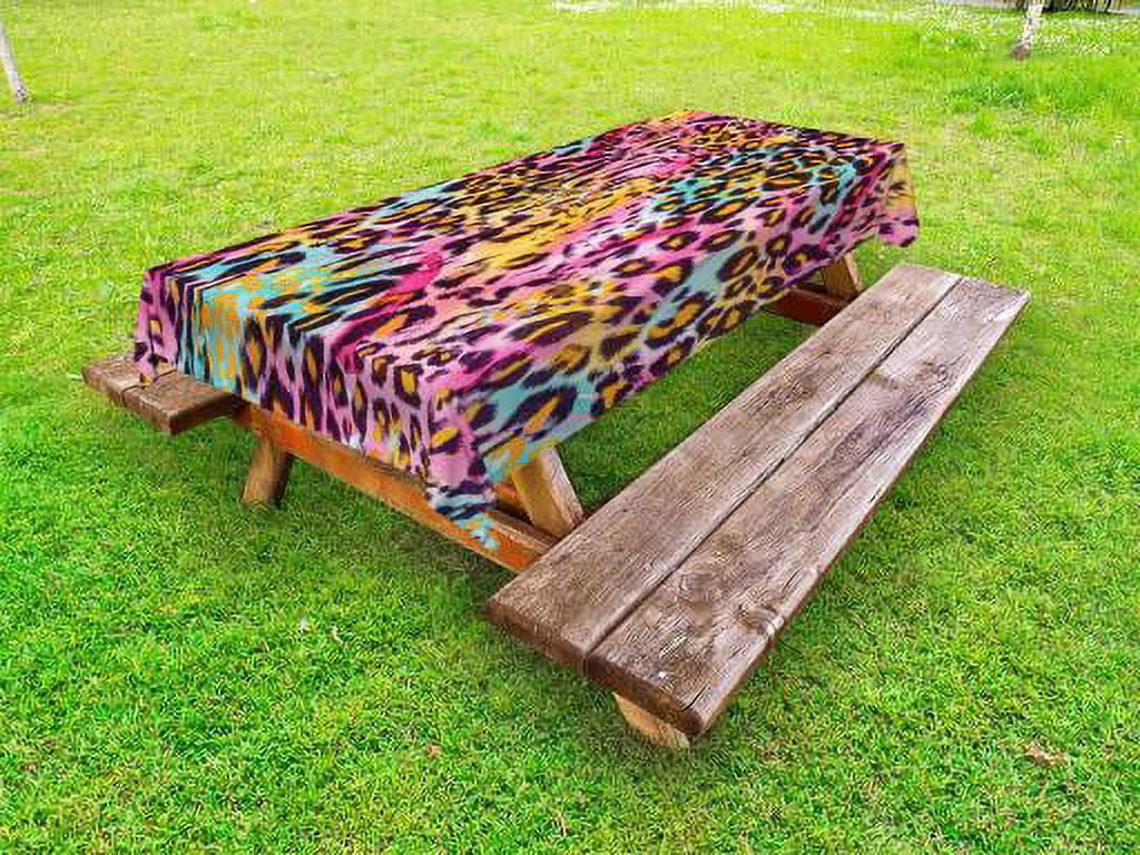 Leopard Print Outdoor Tablecloth, Mottled Exotic Panthera Skin Pattern ...