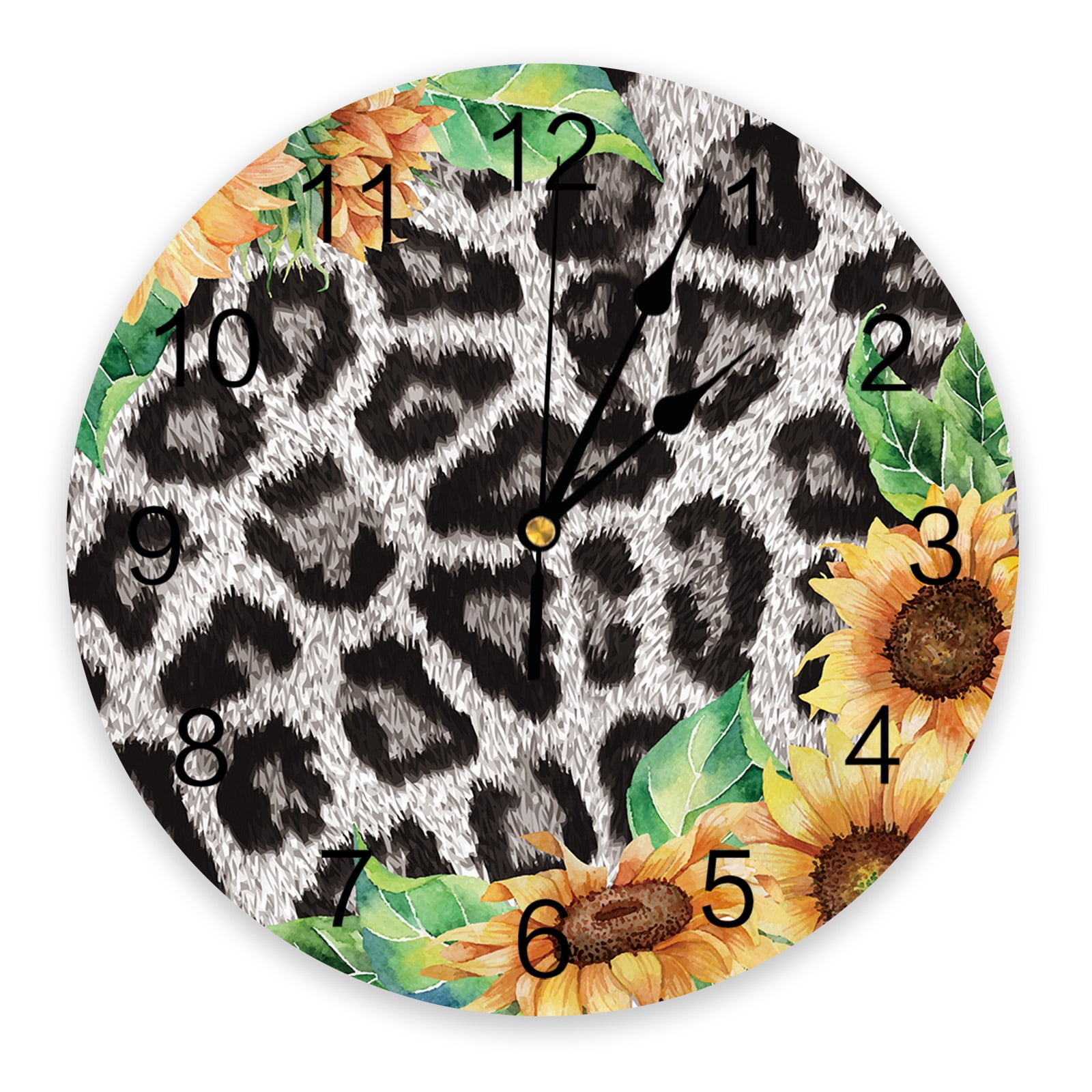 Leopard Print PVC Wall Clock Living Room ration Wall Clock Modern ...