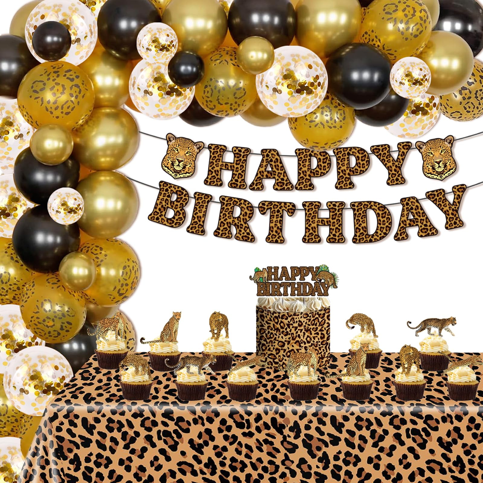 Leopard Print Party Decorations MMF7 Set, Safari Theme Birthday ...