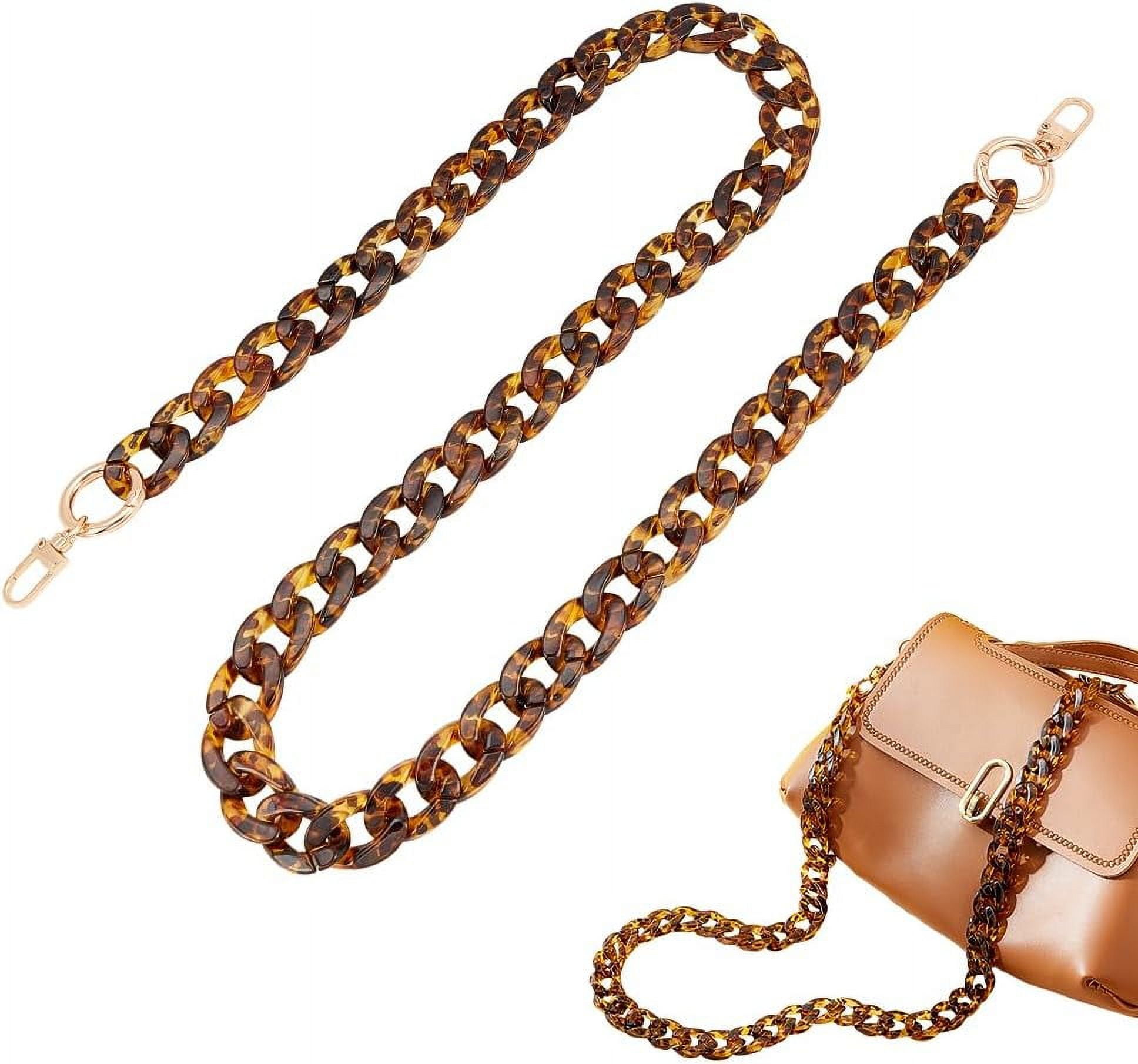 Leopard Print Pattern Acrylic Curb Chain Bag Handles with Alloy Swivel ...
