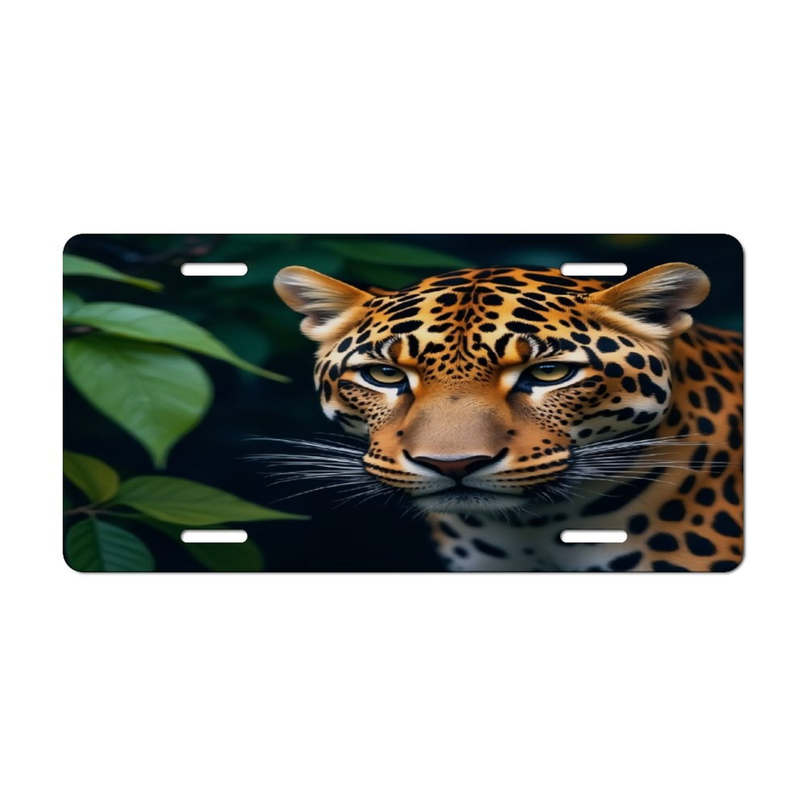 Leopard Print Pattern License Plate Lightweight Aluminum Automotive ...