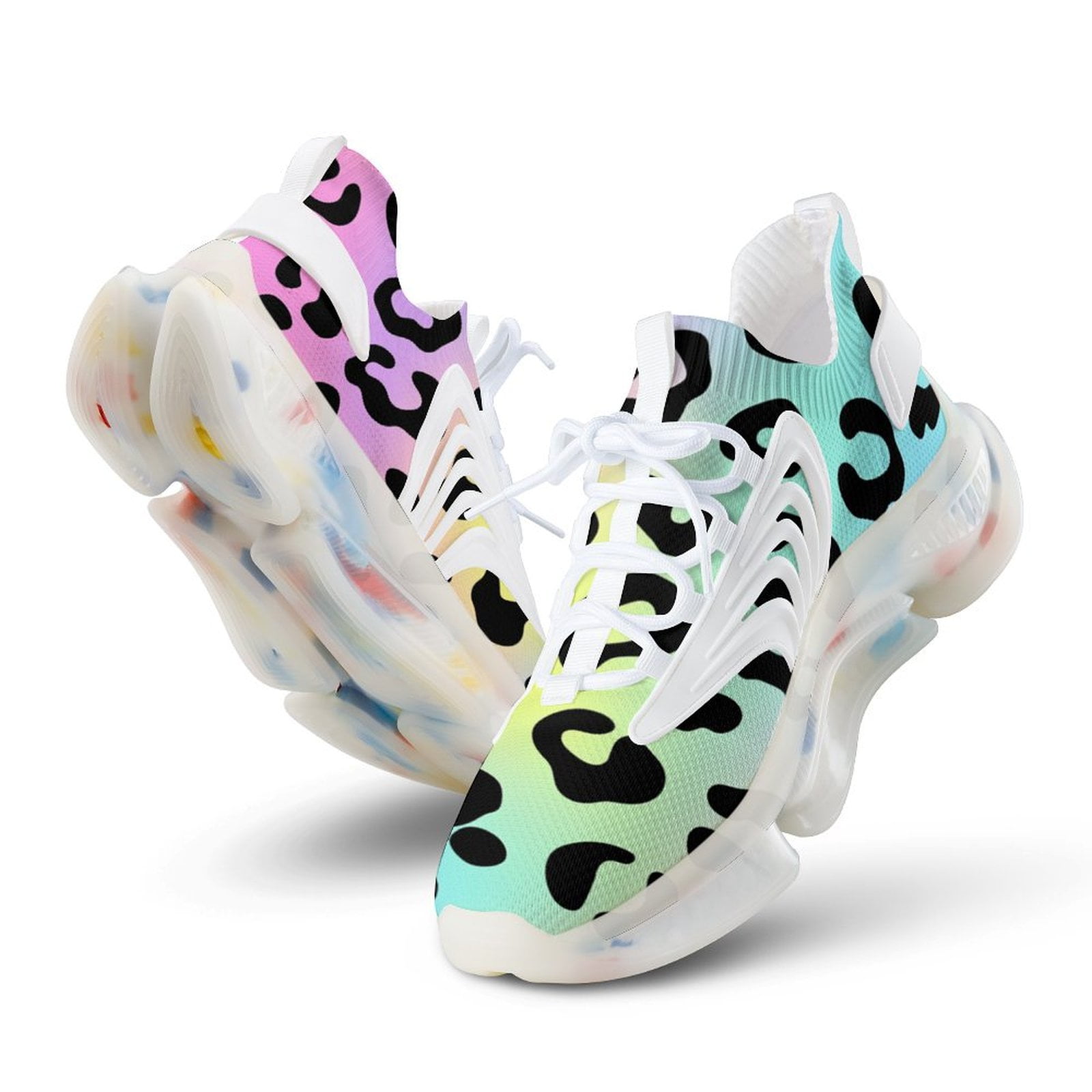 Leopard Print Pattern Rainbow Colors Walking Shoes for Men Woman ...