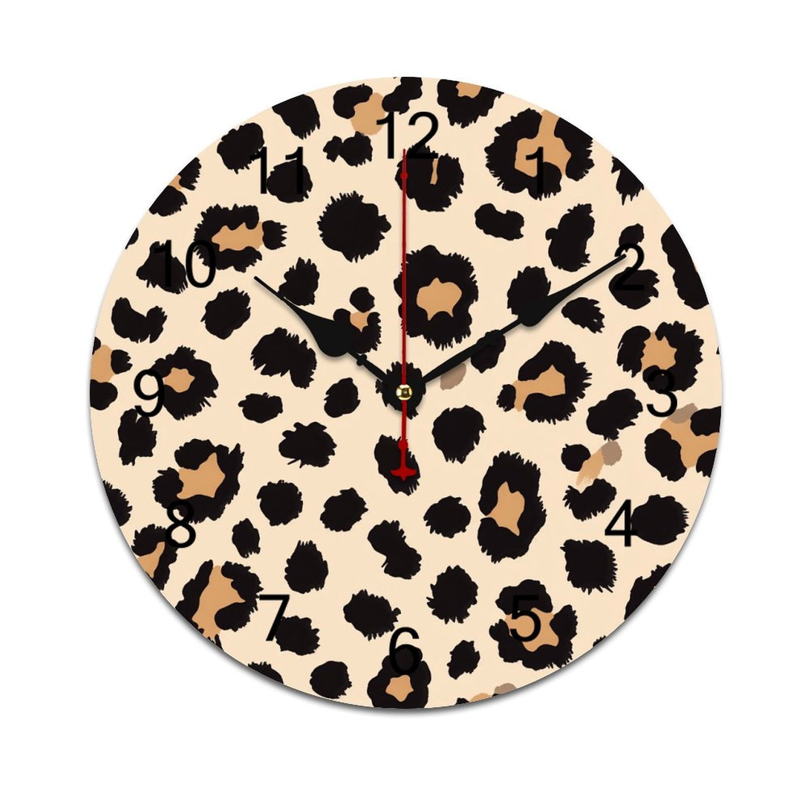 Leopard Print Pattern Word Saying Big Wall Clock Home Decor Art Watch ...