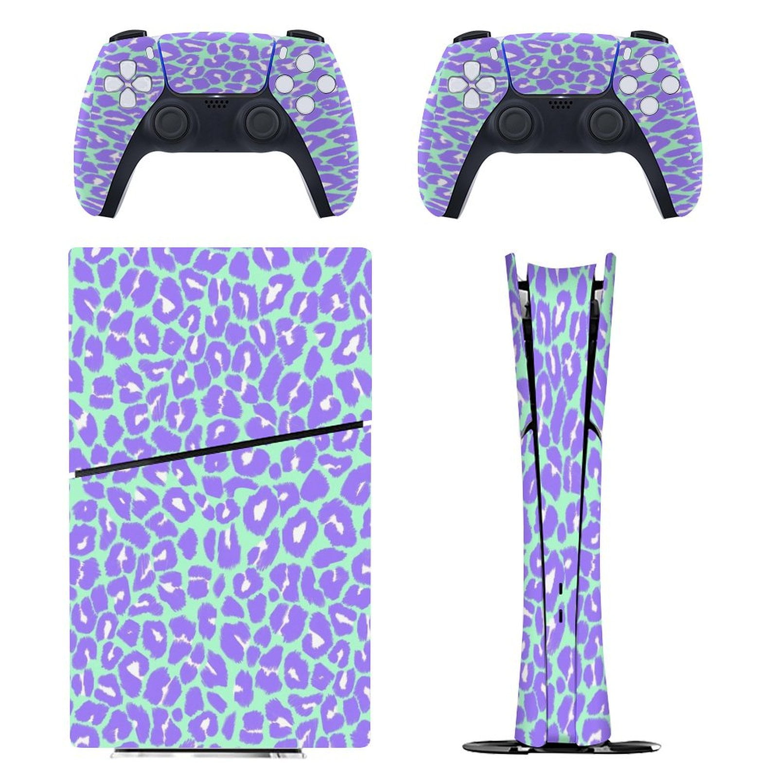 Leopard Print Pattern in Mint Green, Purple And White PS5/PS5 Slim ...