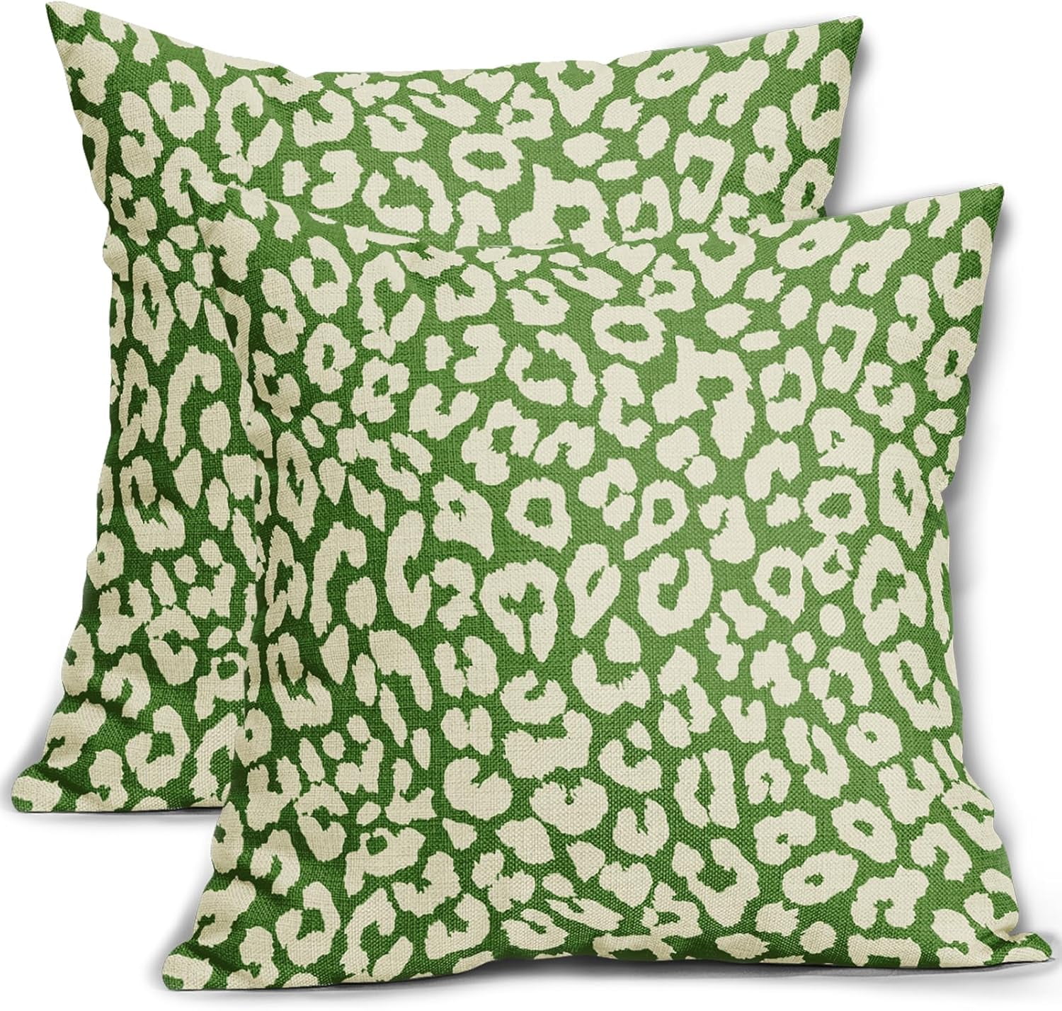 Leopard Print Pillow Covers 20x20 Set of 2 Lime Green Beige Cheetah ...