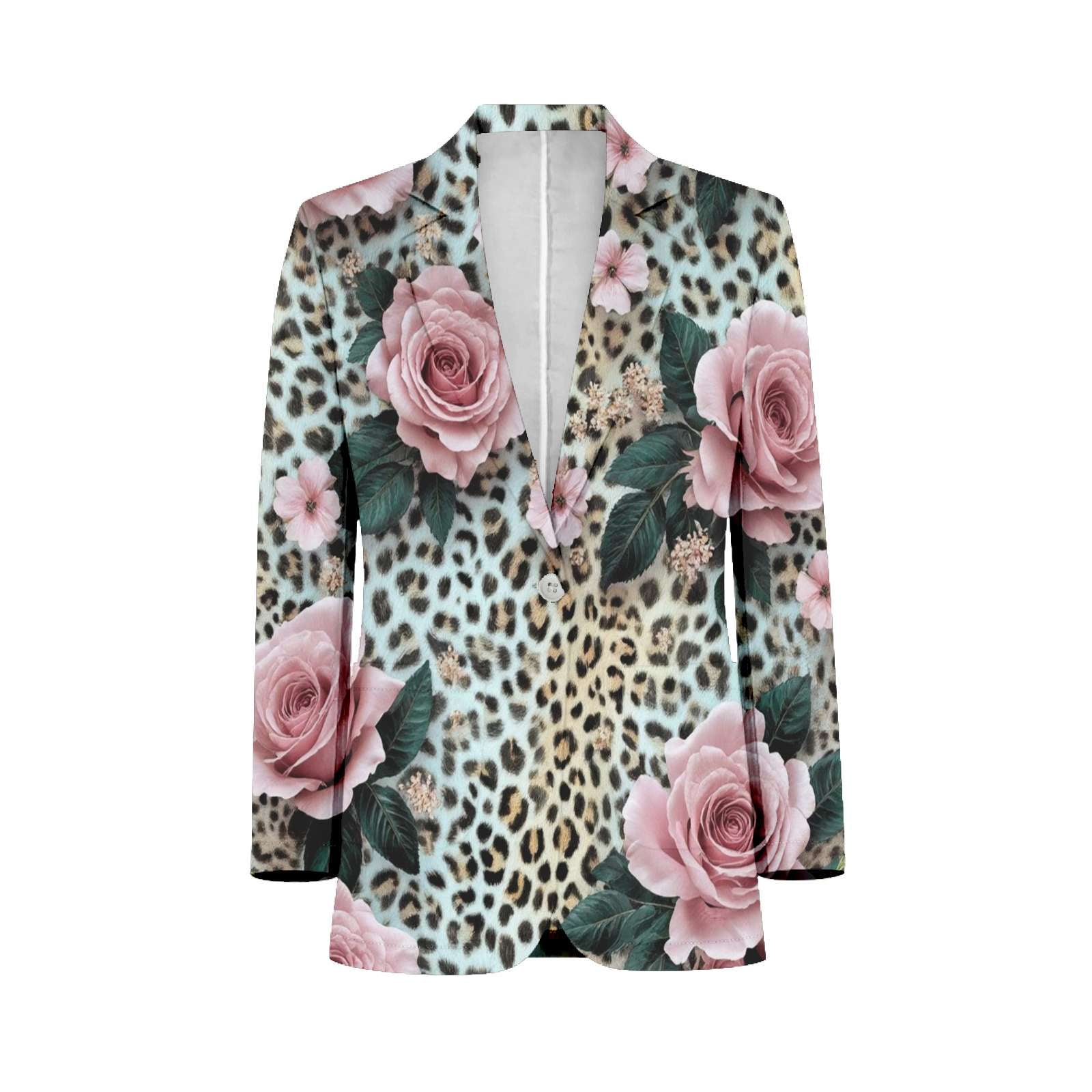 Leopard Print Pink Roses Flowers Customized Men's Suits full man Shawl ...