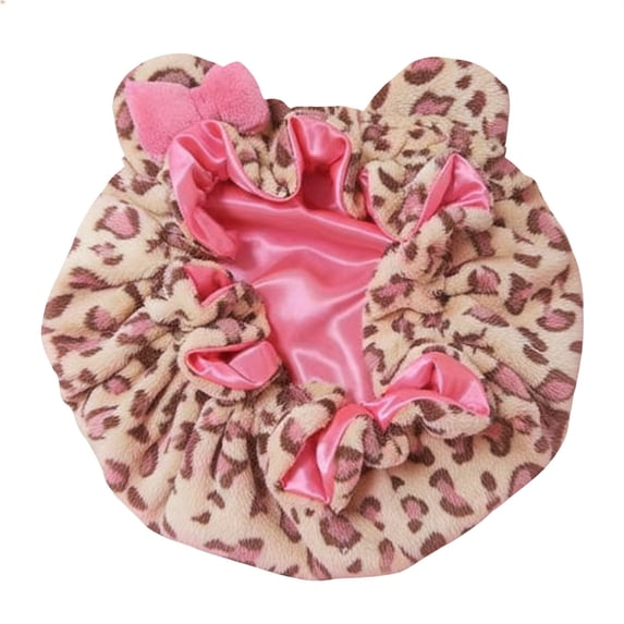 Leopard Print & Pink Teddy Bonnet, Leopard Print Teddy Bonnet, No Frizz ...